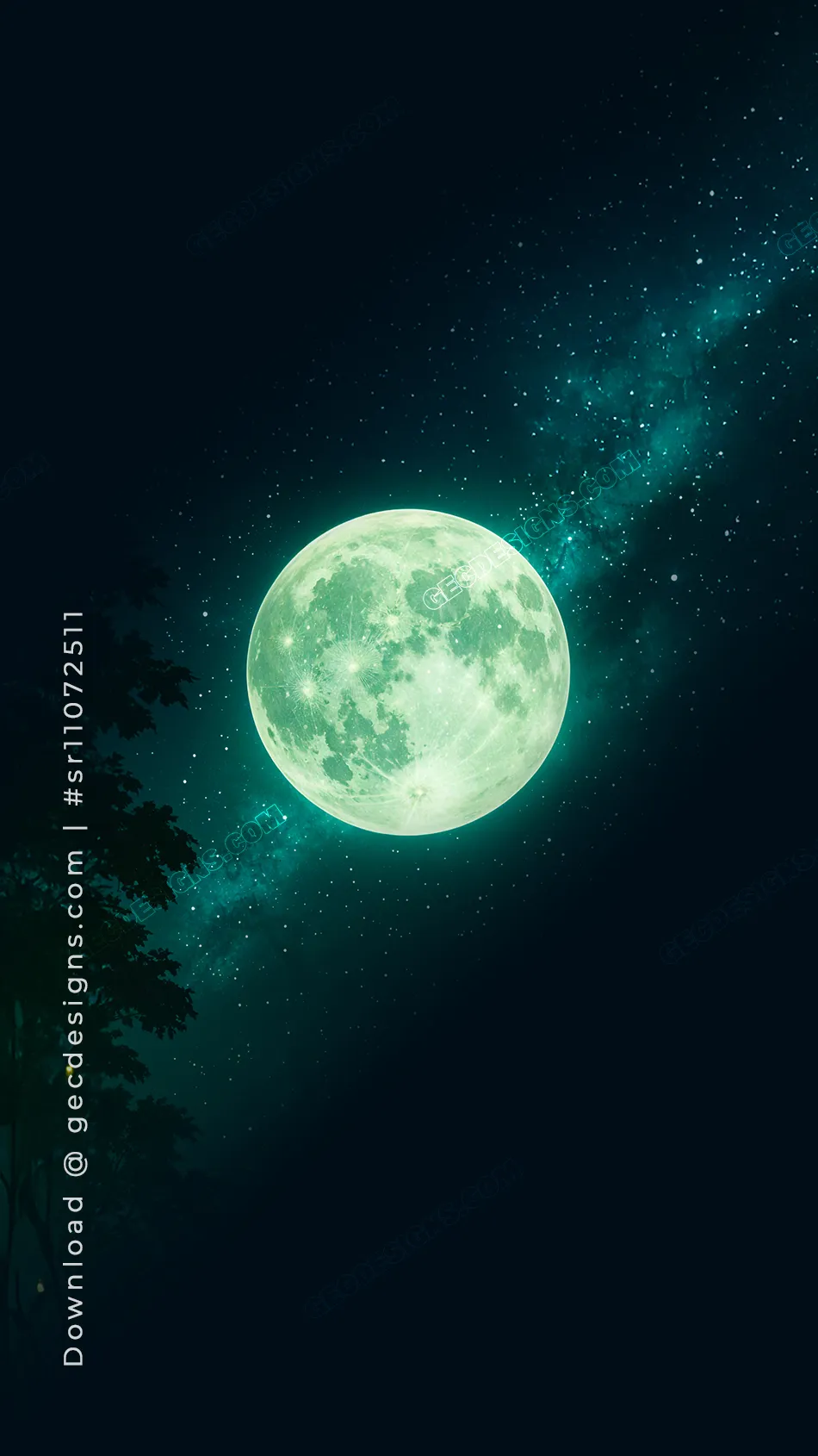 Glowing Full Moon iPhone Wallpaper with Starry Sky and Forest ...