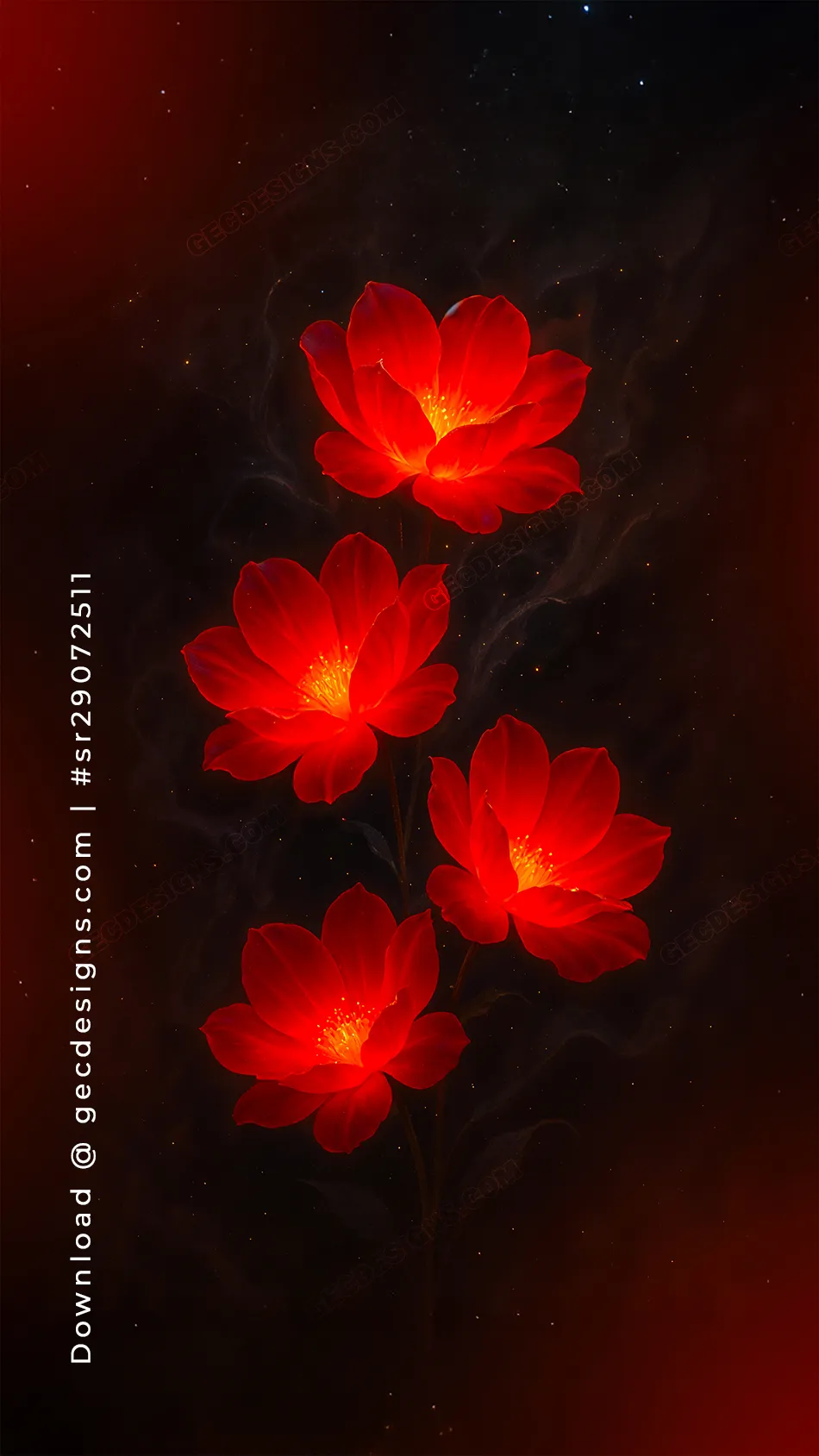 Glowing Red Flowers iPhone Wallpaper with Dark Cosmic Background - GEC ...
