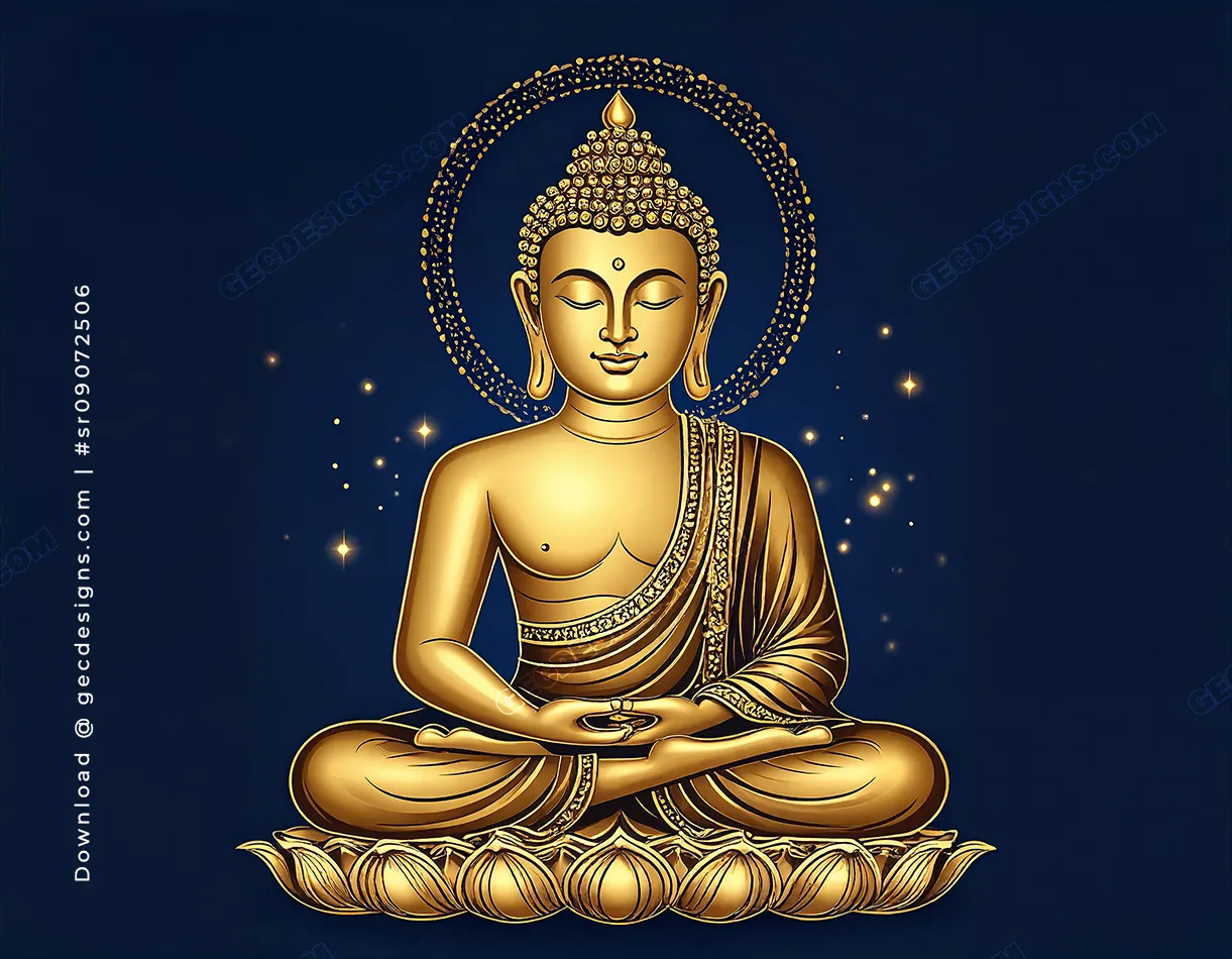 Golden Buddha Guru Purnima Wishes Image on Blue Background for ...