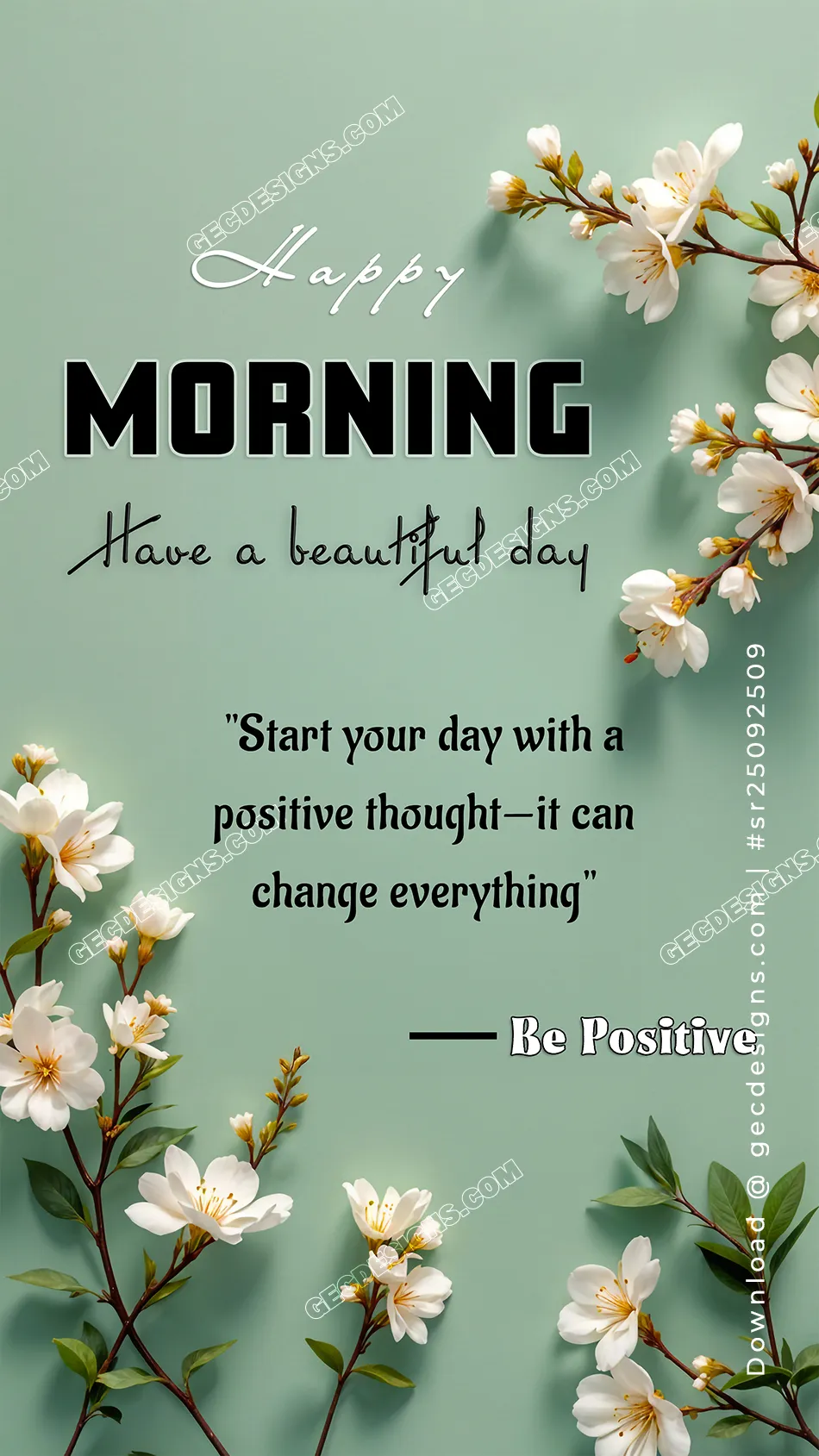 Good Morning Image with Minimal Green Background and Inspiring Thoughts ...