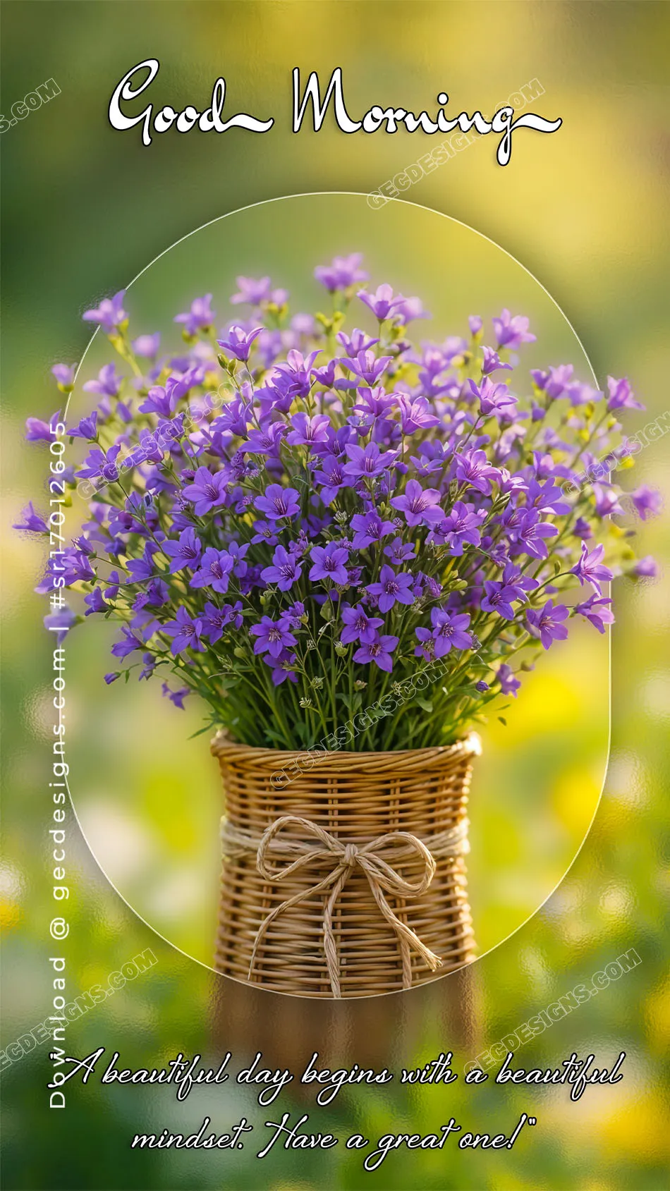 Good Morning Image with Purple Flower Blossoms, and a Positive ...