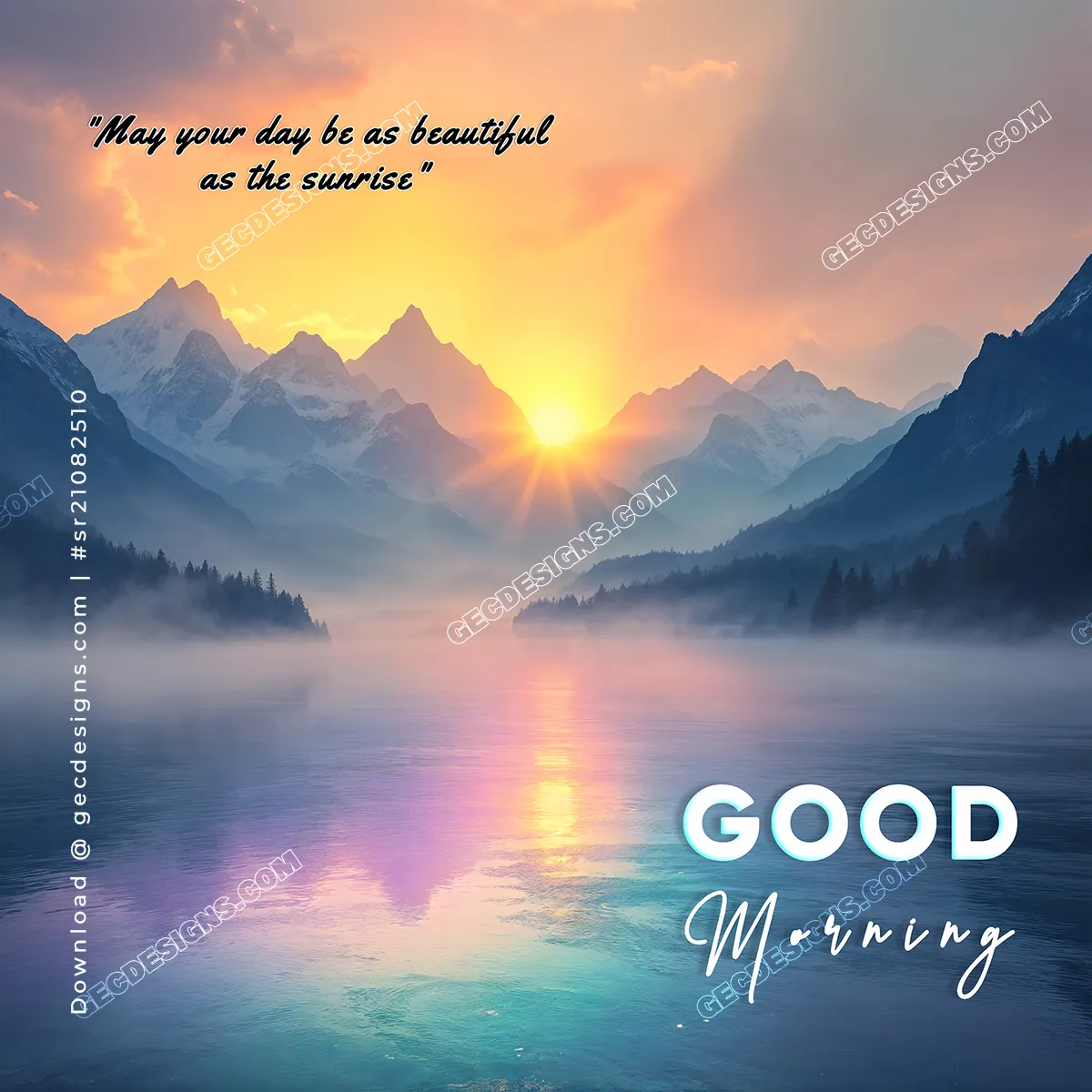 Good Morning Image with Sunrise Over Mountains and Peaceful Lake - GEC ...