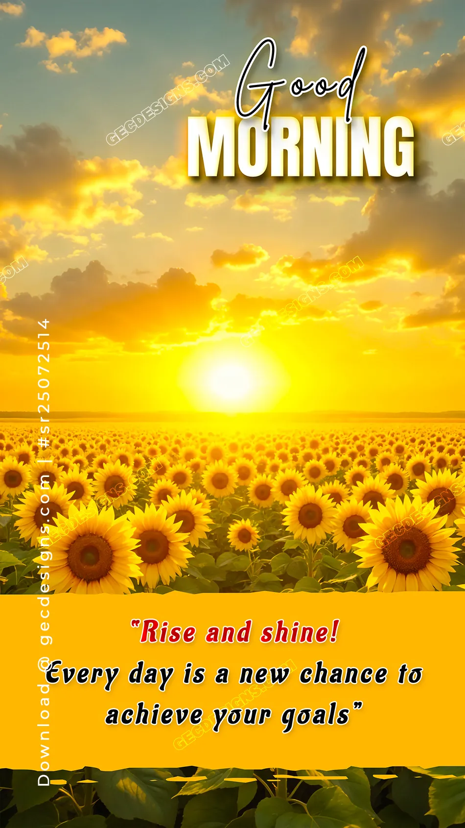 Good Morning Image with Sunrise Over Sunflower Field, Motivational ...