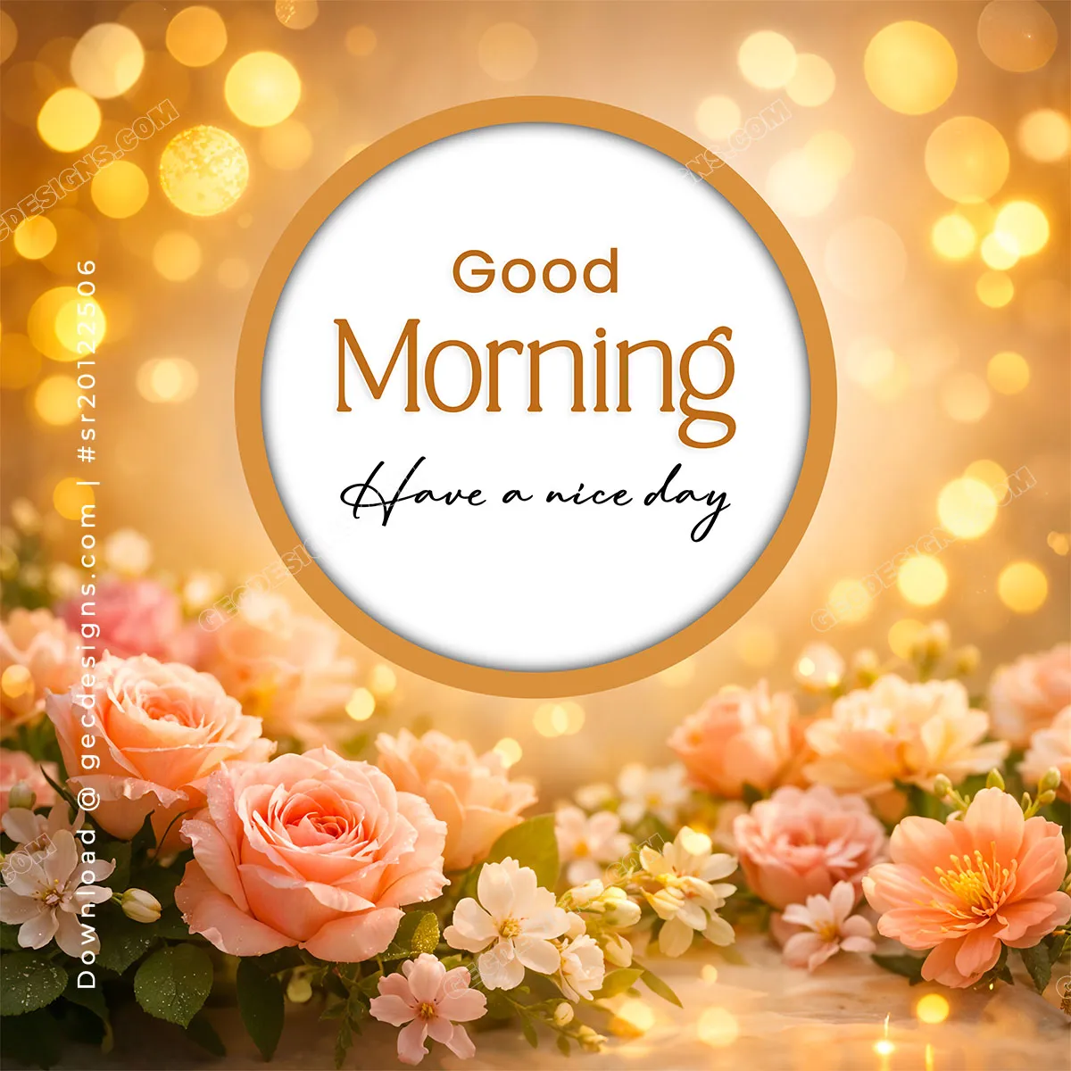 Good Morning Images Showcasing Soft Peach Flowers with Golden Light and ...