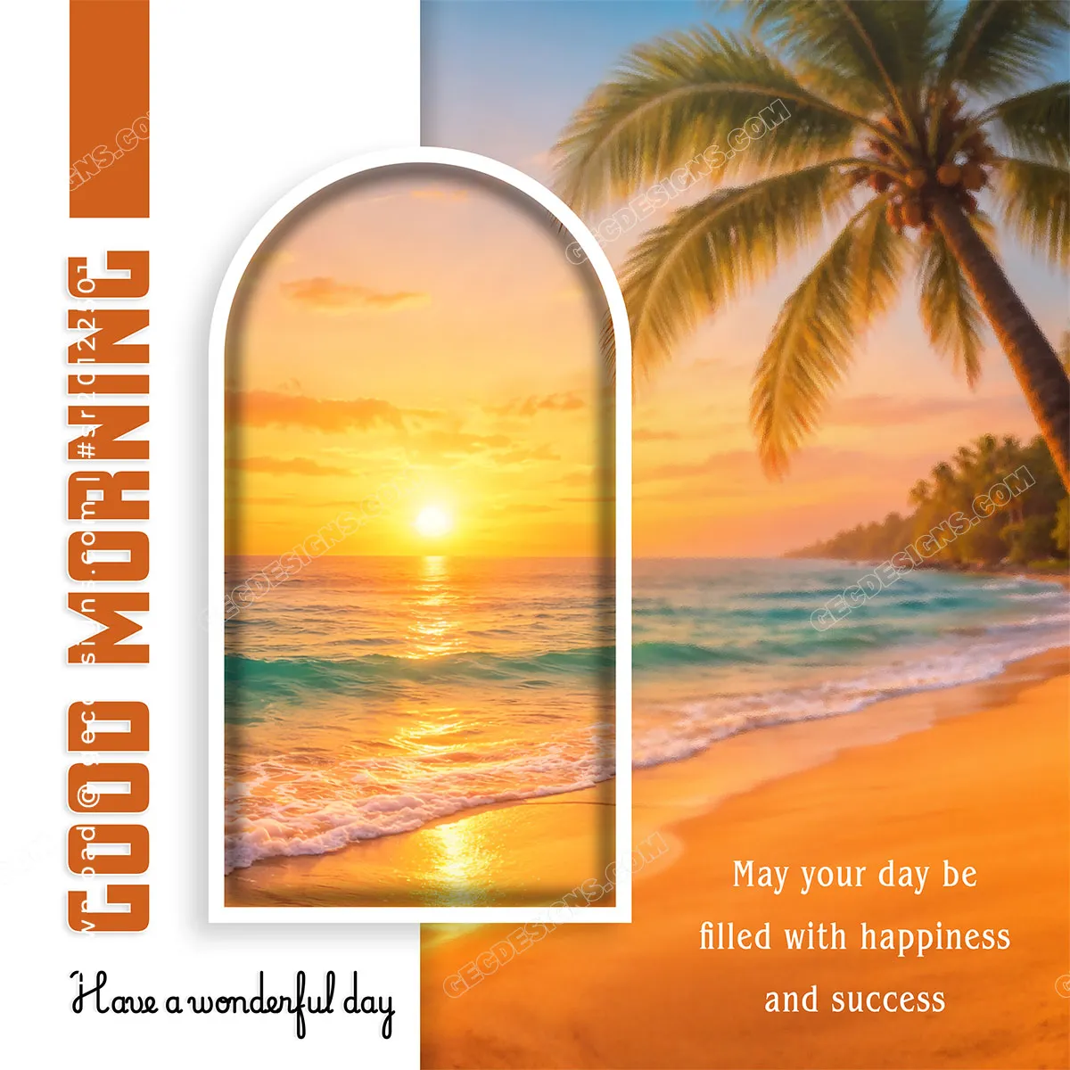 Good Morning Images with Peaceful Beach Sunrise and Warm Wishes for a ...
