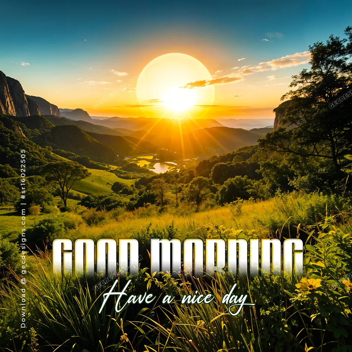 Good Morning message with a Beautiful sunrise background - GEC Designs