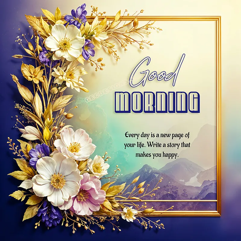 Good Morning motivation image with a Quote in beautiful floral frame ...