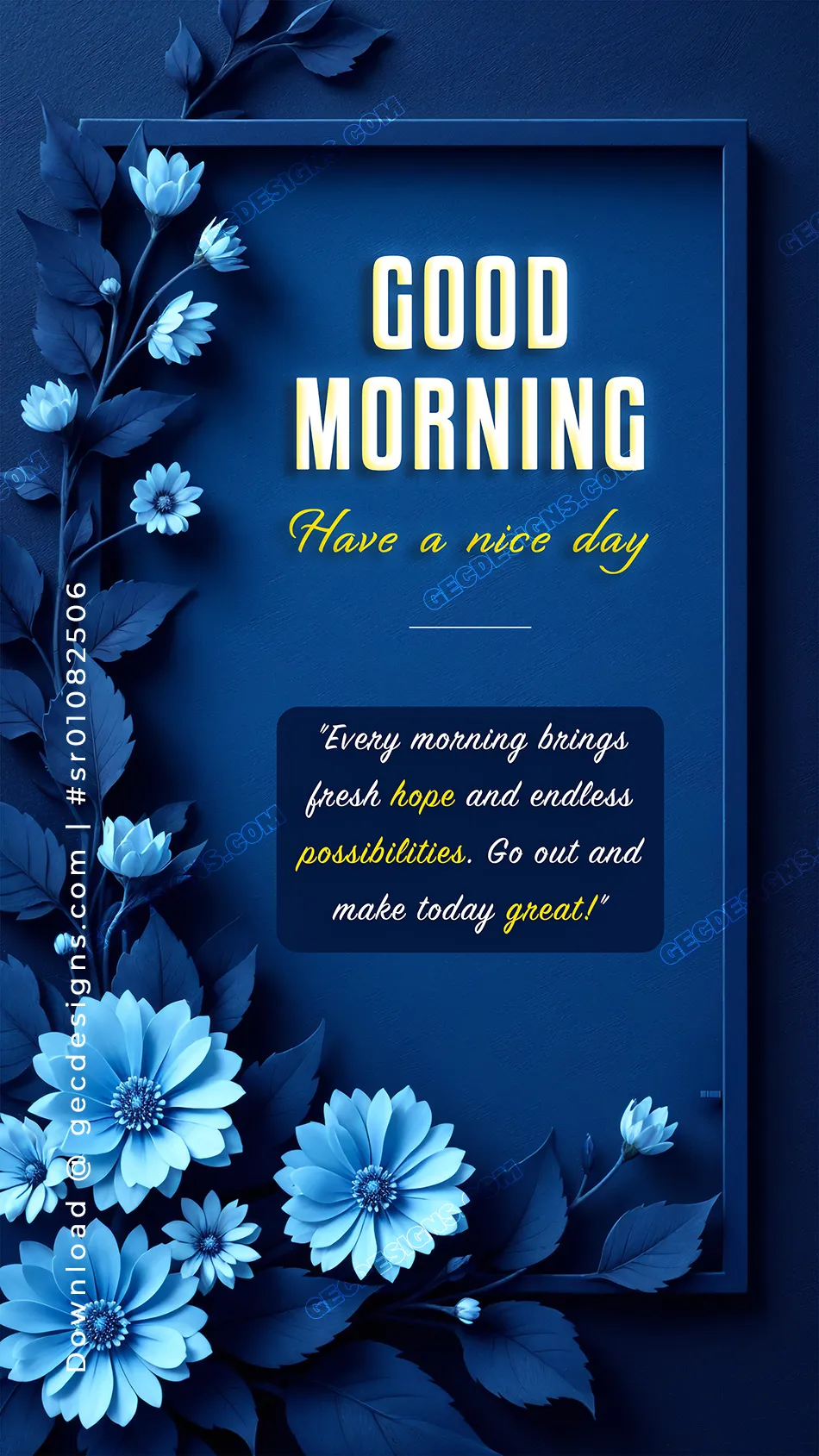 Good Morning Wishes Image with Elegant Blue Flowers and Inspiring ...