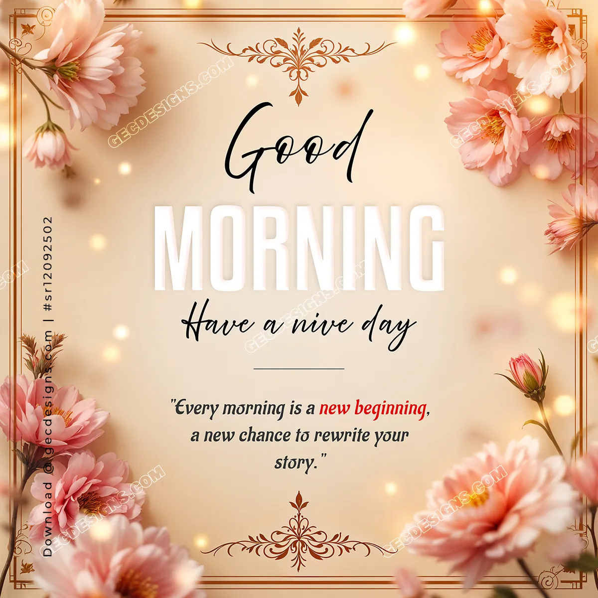 Good Morning Wishes Image with Floral Background and Motivational ...