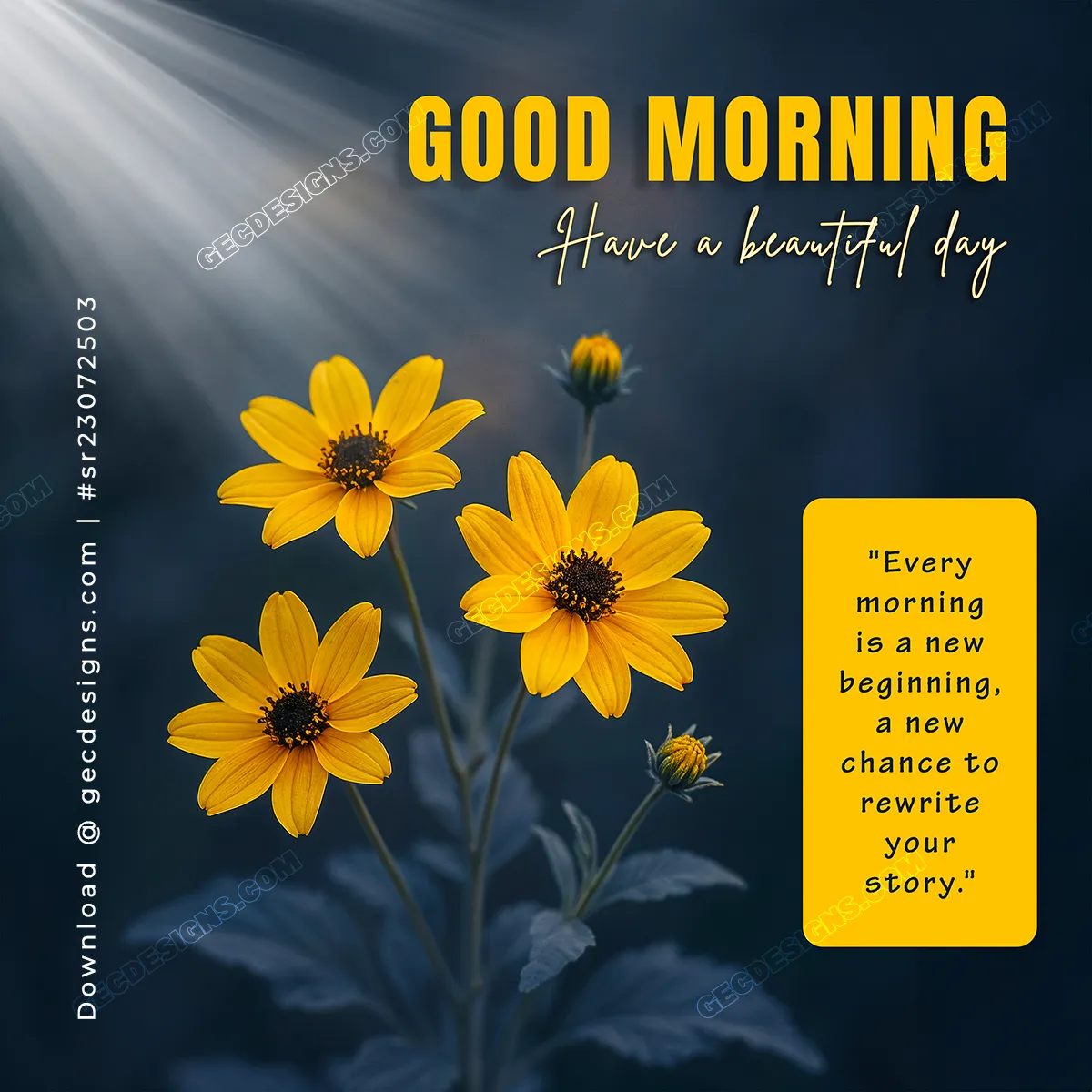 Good Morning Wishes Image with Yellow Flowers and Inspiring New ...