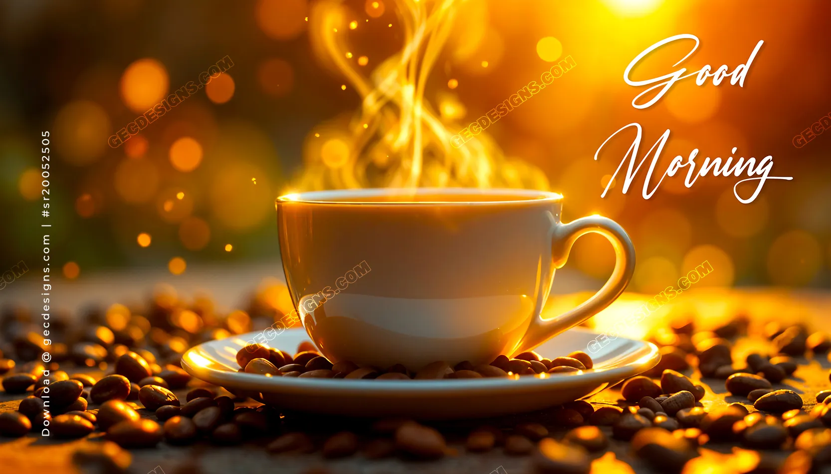 Good Morning wishes with a coffee cup - GEC Designs