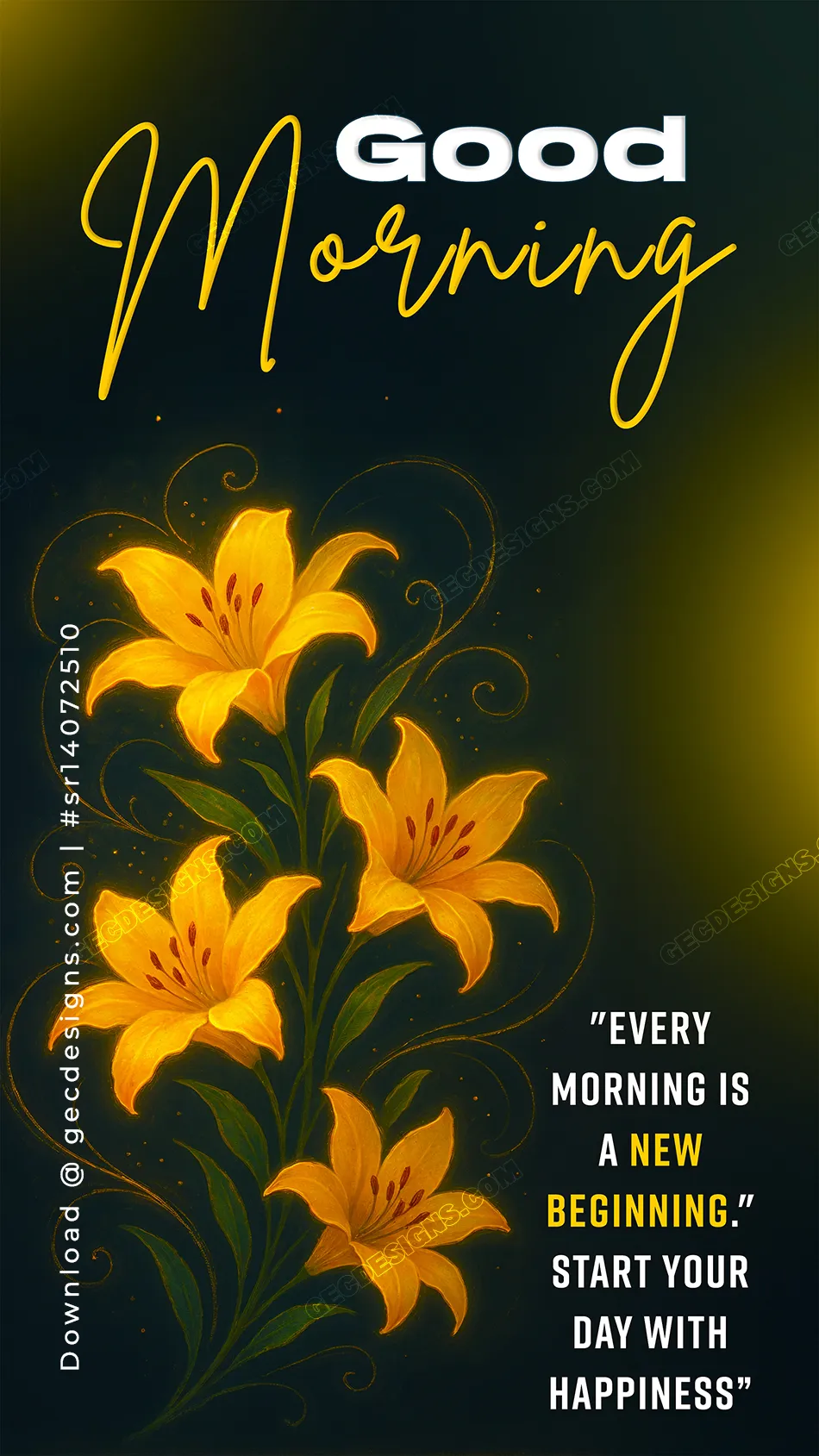 Good Morning wishes with Yellow Flowers and Inspiring New Beginning ...