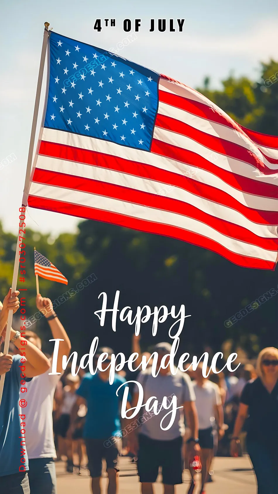 Marching Under American Flag