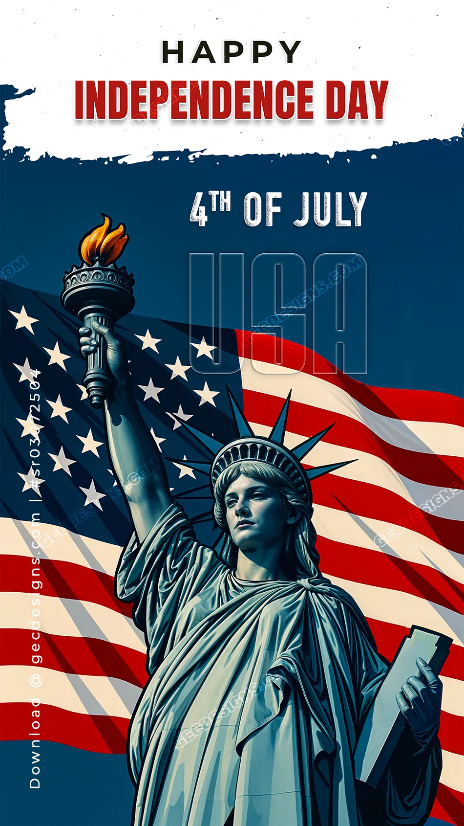 Happy American Independence Day Image with Statue of Liberty and Waving ...