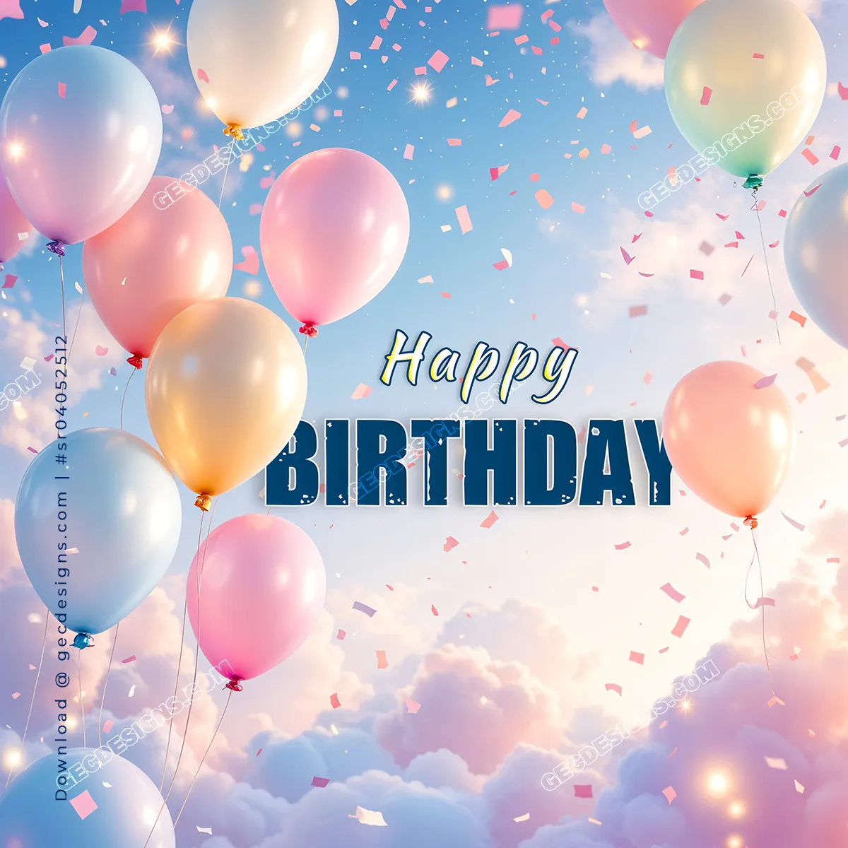 Happy Birthday image with Balloons - GEC Designs