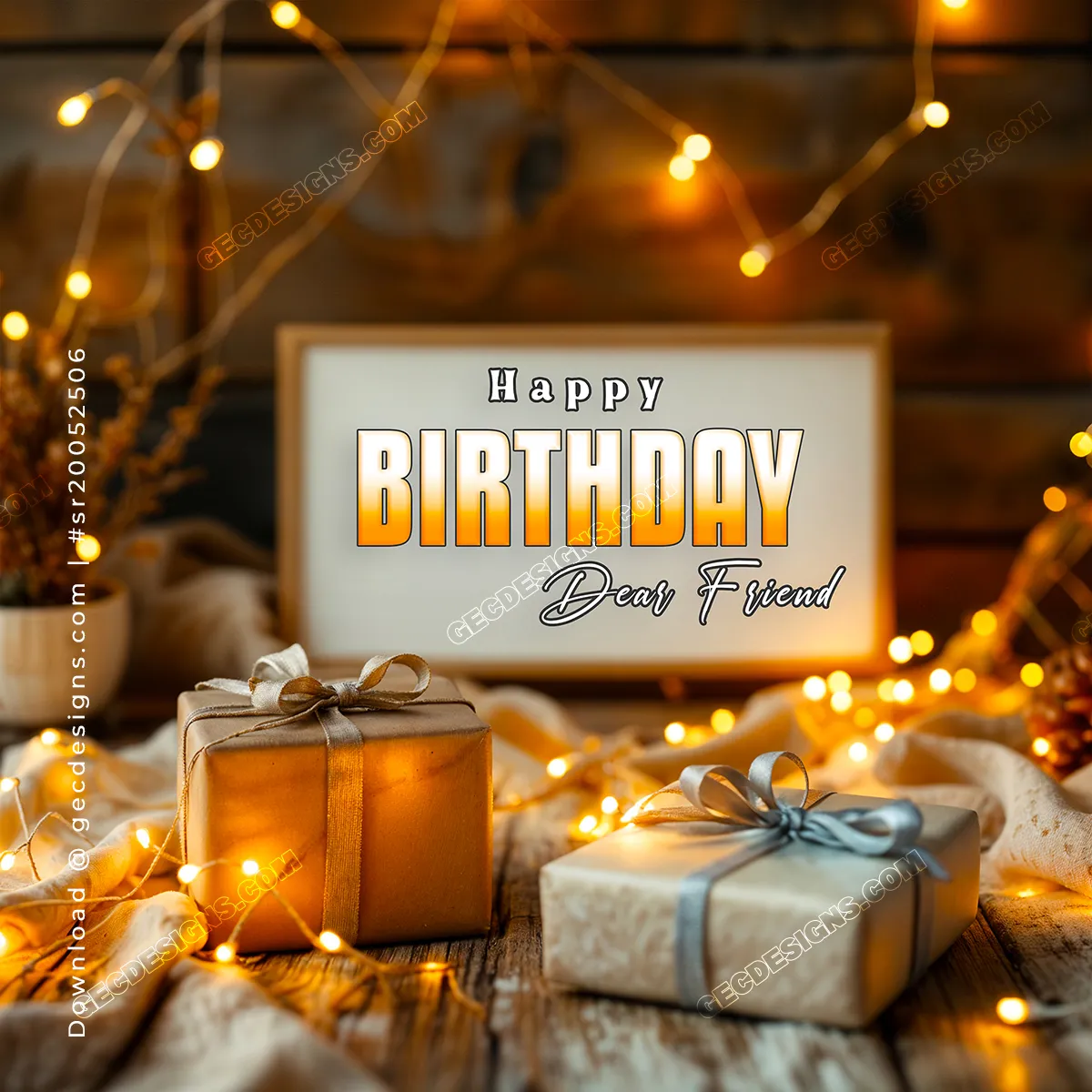 Happy Birthday wishes for a Friend with a Gift box - GEC Designs
