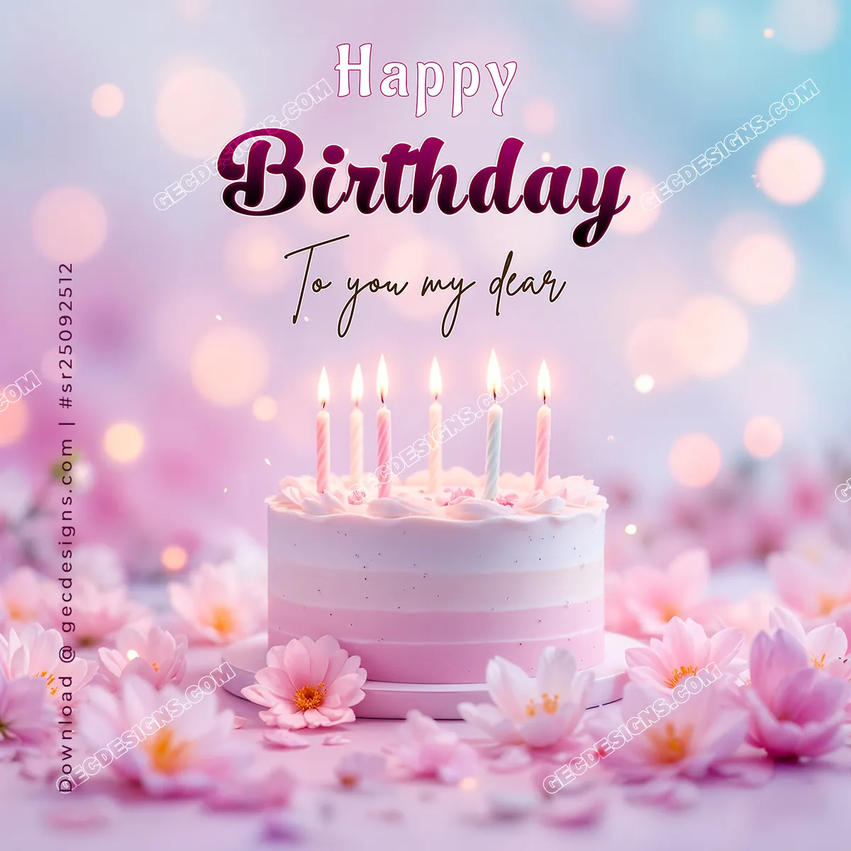 Happy Birthday Wishes Greeting Card with Cake, Candles, and Pastel ...