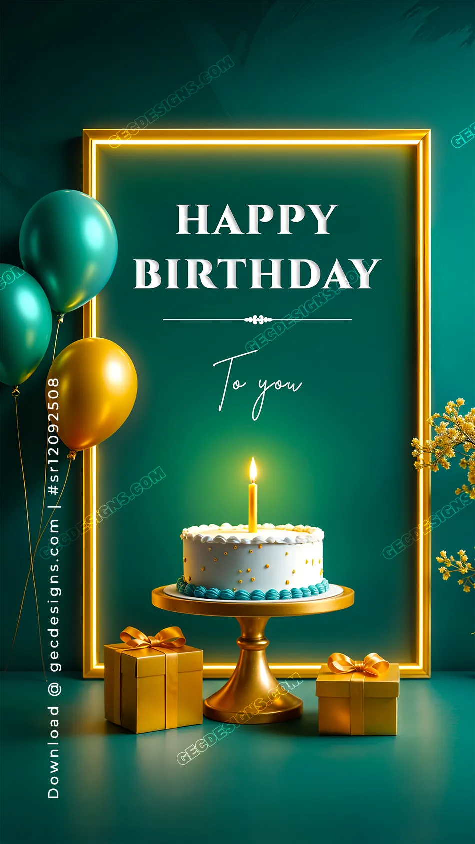 Happy Birthday Wishes Image with Balloons, Cake, and Stylish Golden ...