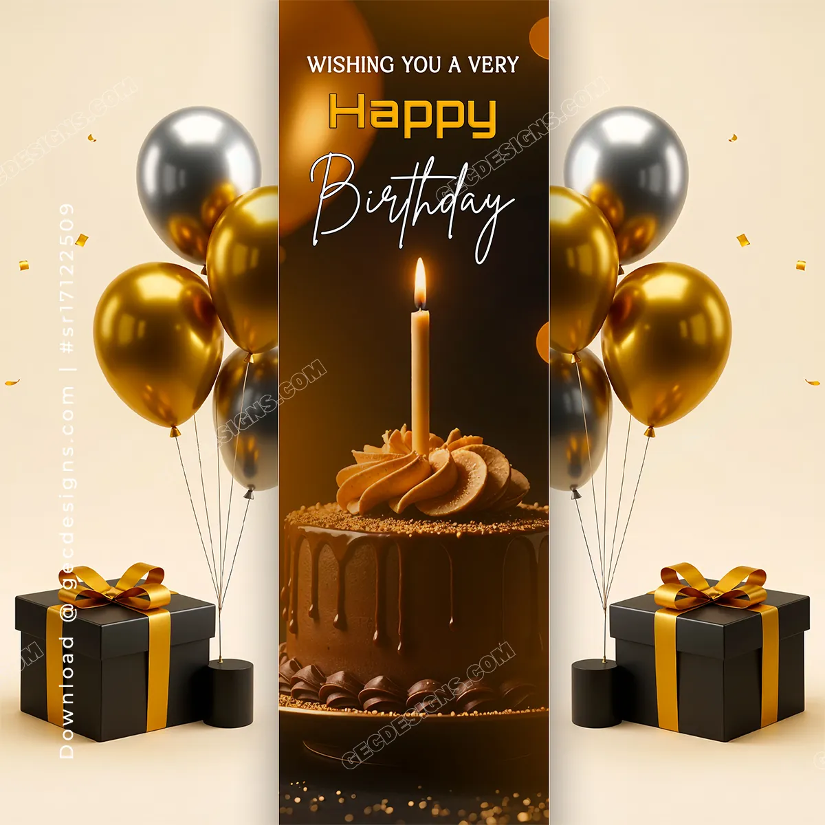 Classy Black and Gold Happy Birthday Wishes Image - GEC Designs