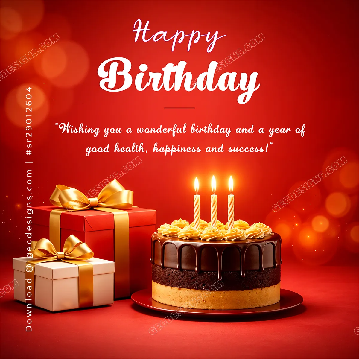 Happy Birthday Wishes Image with Chocolate Cake, Candles, and Gift ...