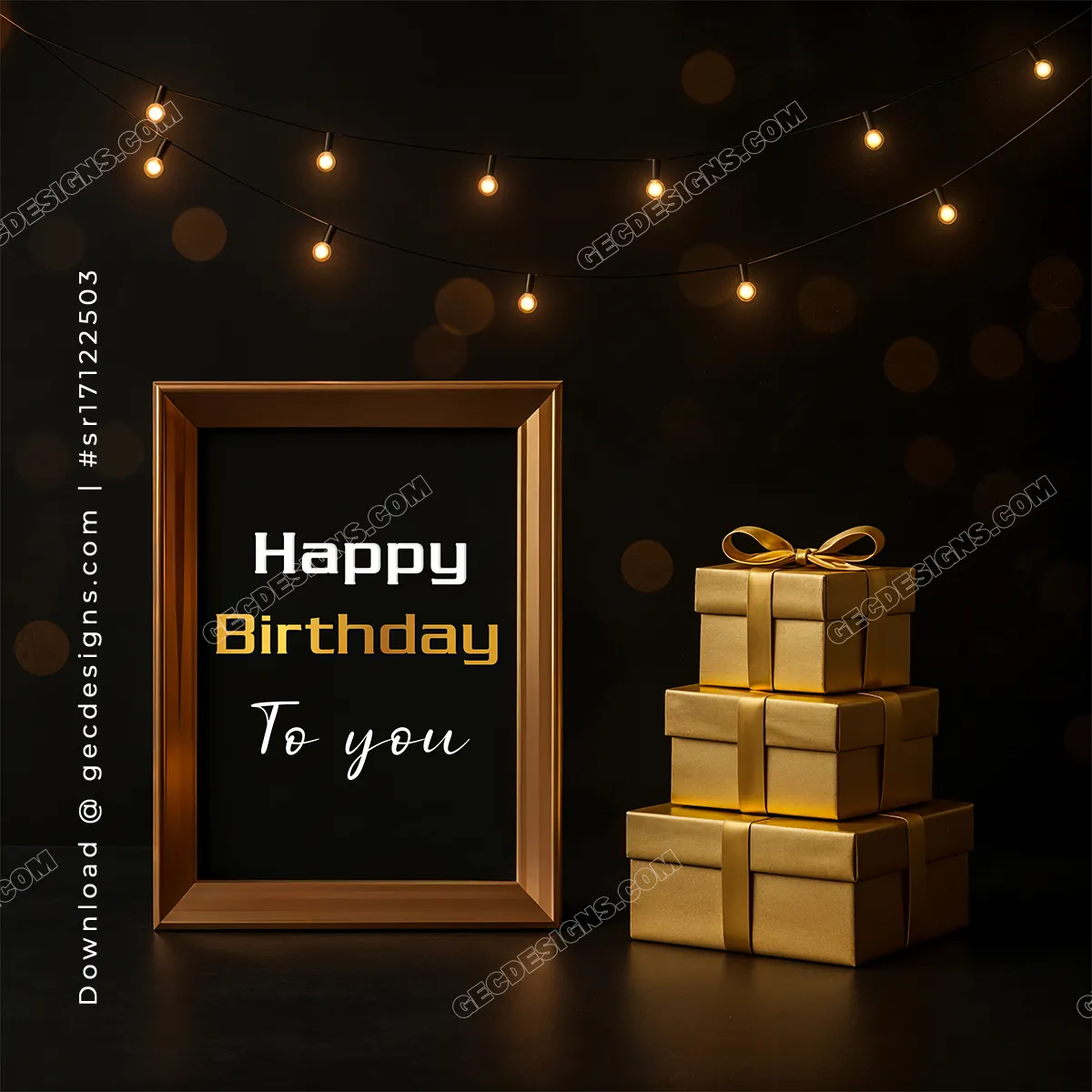 Happy Birthday Wishes Image with Elegant Gold Cake, Balloons, and ...