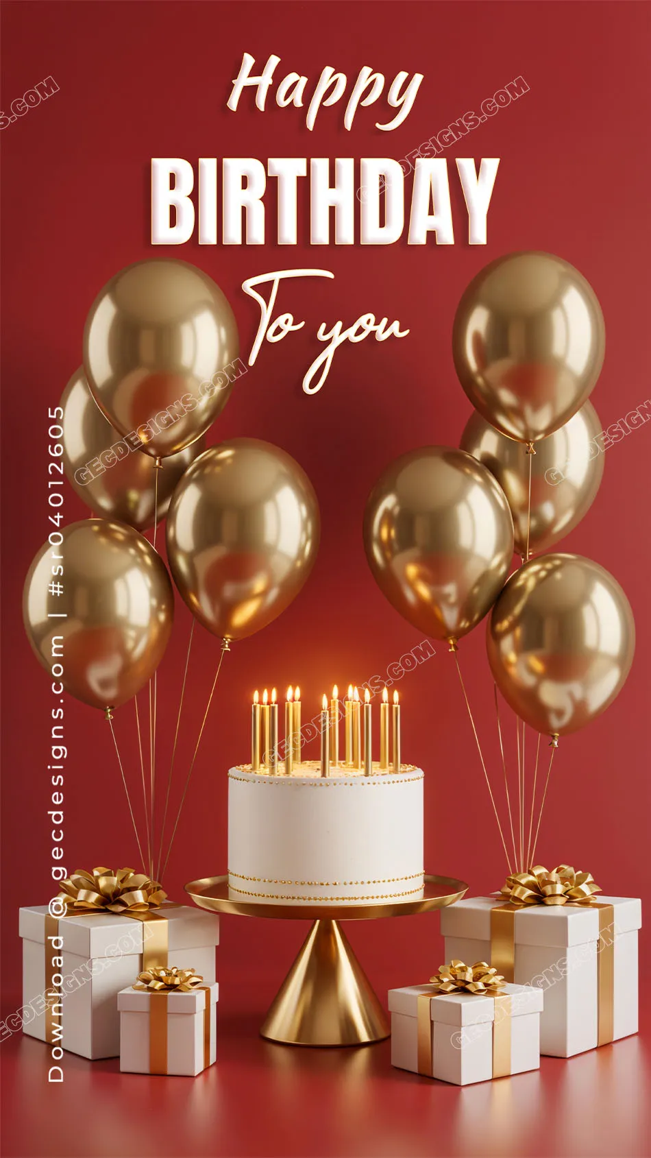 Happy Birthday Wishes Image with Golden Balloons, Cake, and Warm ...