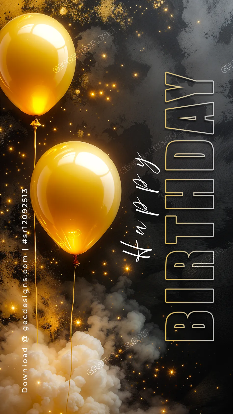Happy Birthday Wishes Image with Golden Glow, Balloons, and Festive ...