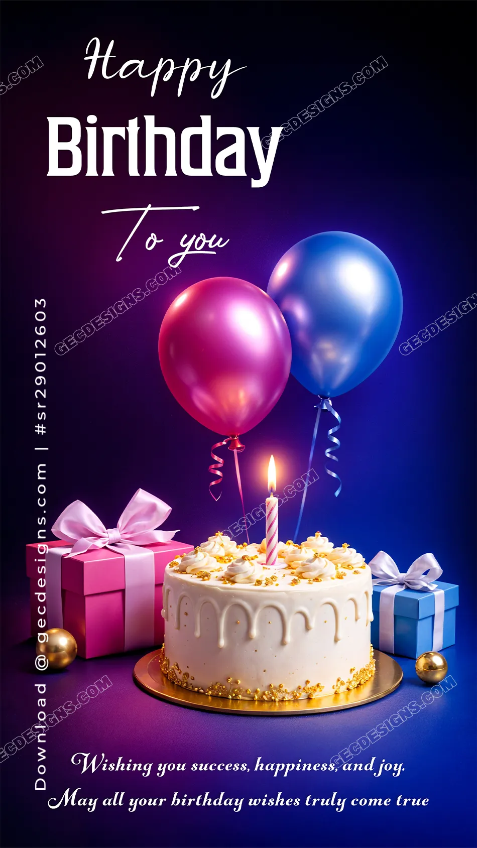 Happy Birthday Wishes Image with Party Balloons, Candle Cake, and Warm ...
