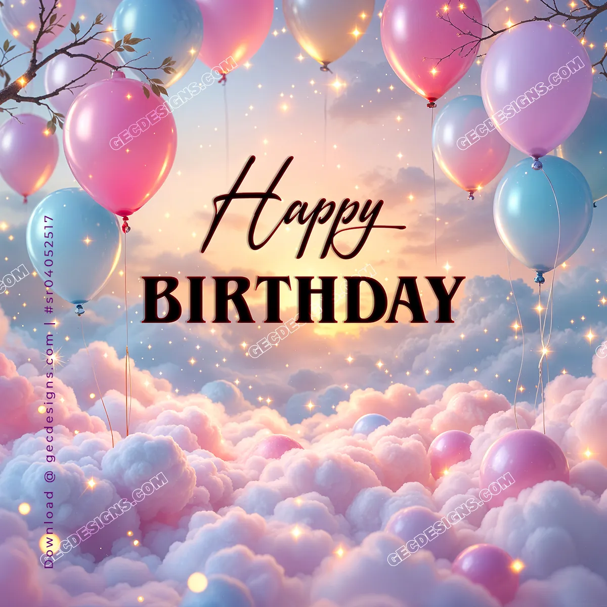 Happy Birthday wishes Sky background with balloons - GEC Designs