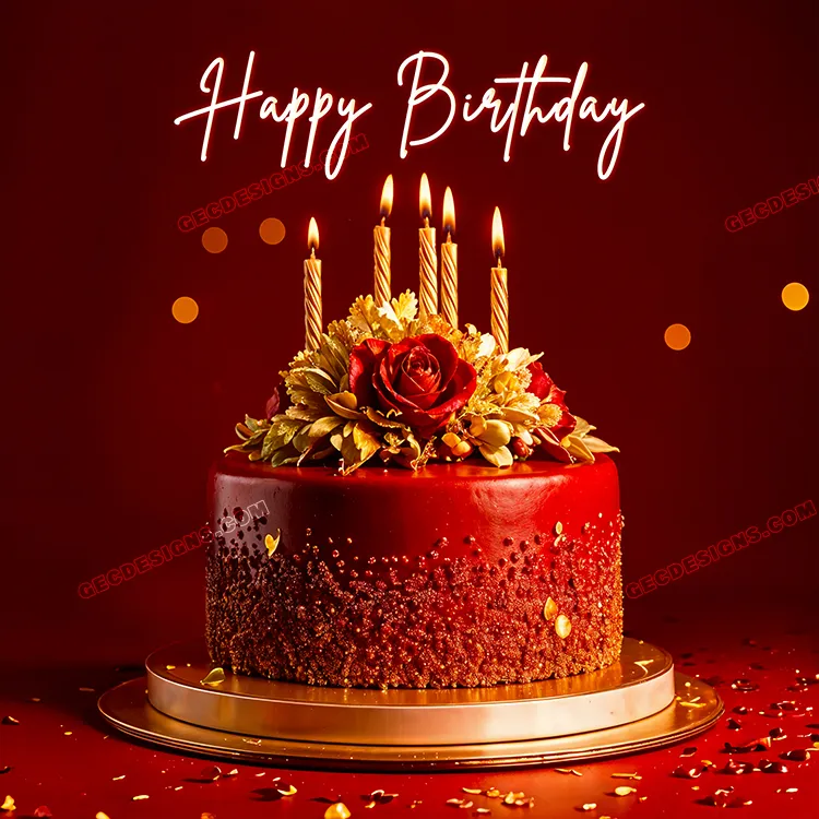 Happy Birthday wishes with Delicious Red Velvet cake - GEC Designs