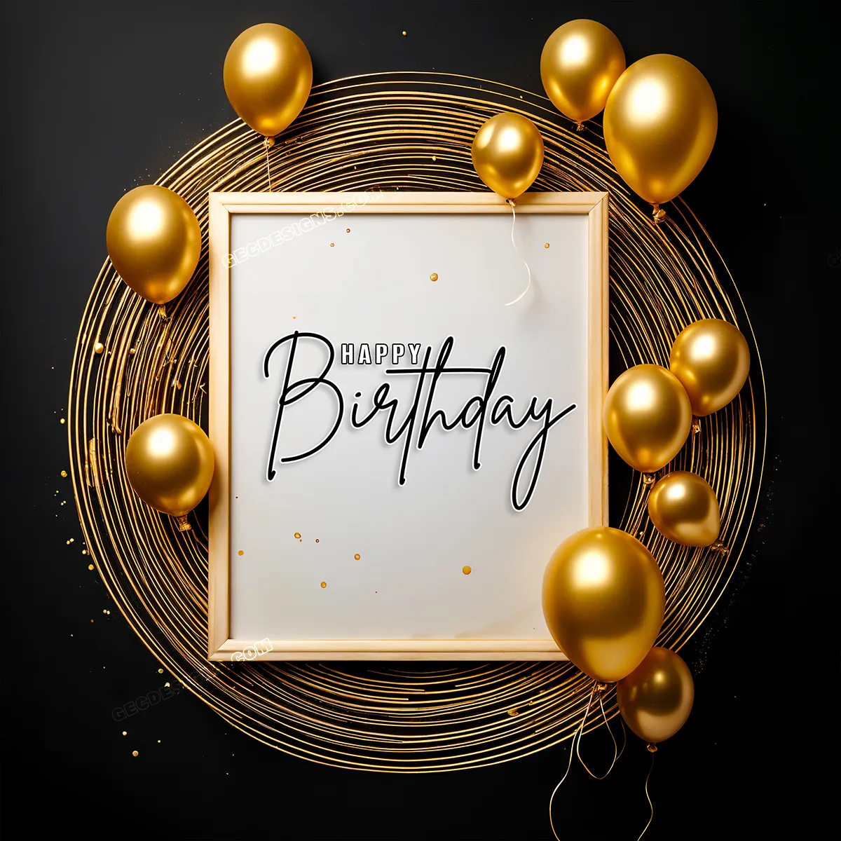 Happy Birthday wishes with Golden balloons on a Black background - GEC ...