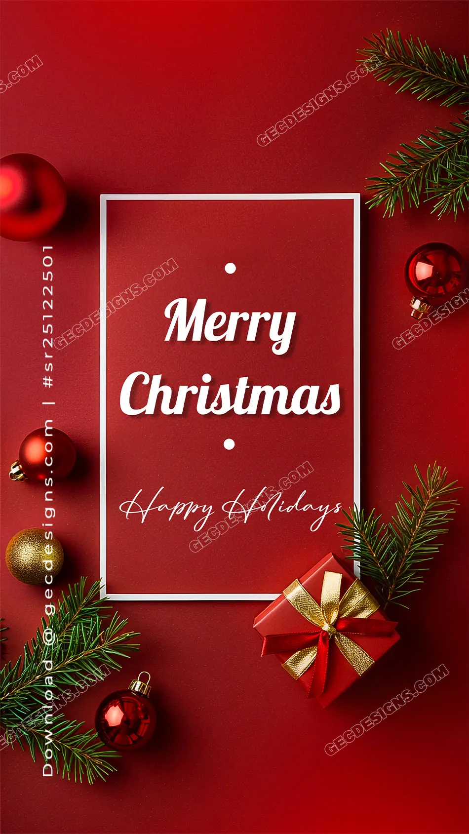 Happy Christmas Wishes Image in Classic Red and Gold Design with ...