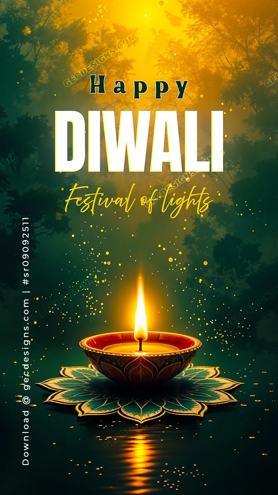 Happy Diwali 2025 Images with Glowing Diya on Water and Golden Light ...
