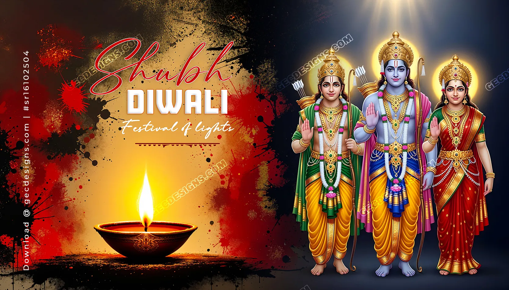 Happy Diwali 2025 wishes image with divine blessings of Lord Rama and ...