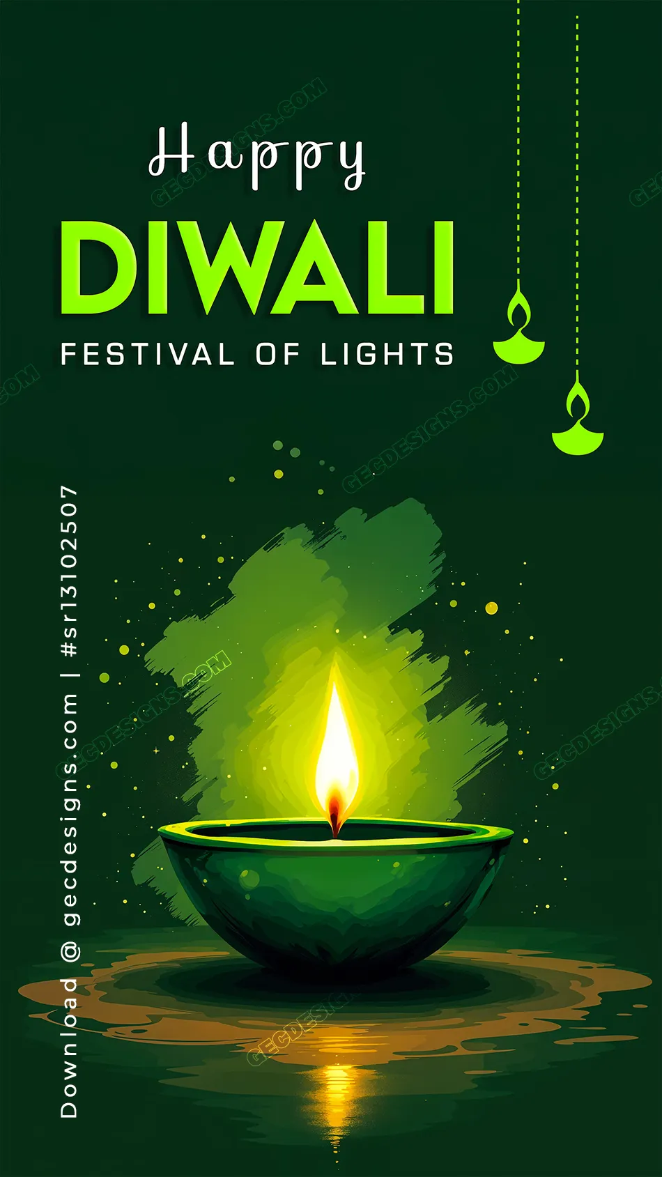 Happy Diwali 2025 Wishes Image with Glowing Green Diya, and Bright ...