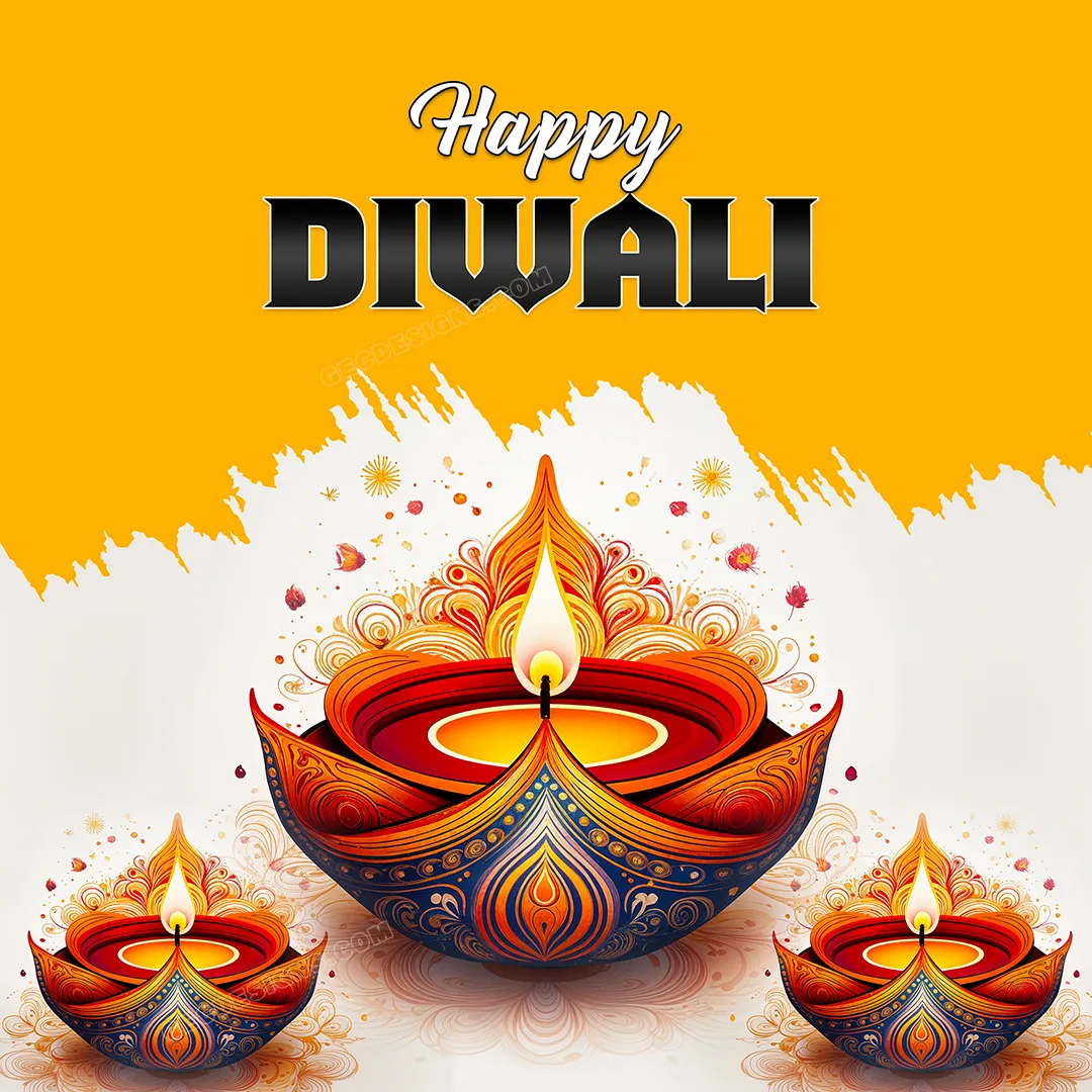 Happy Diwali greetings with diya vector illustration - GEC Designs