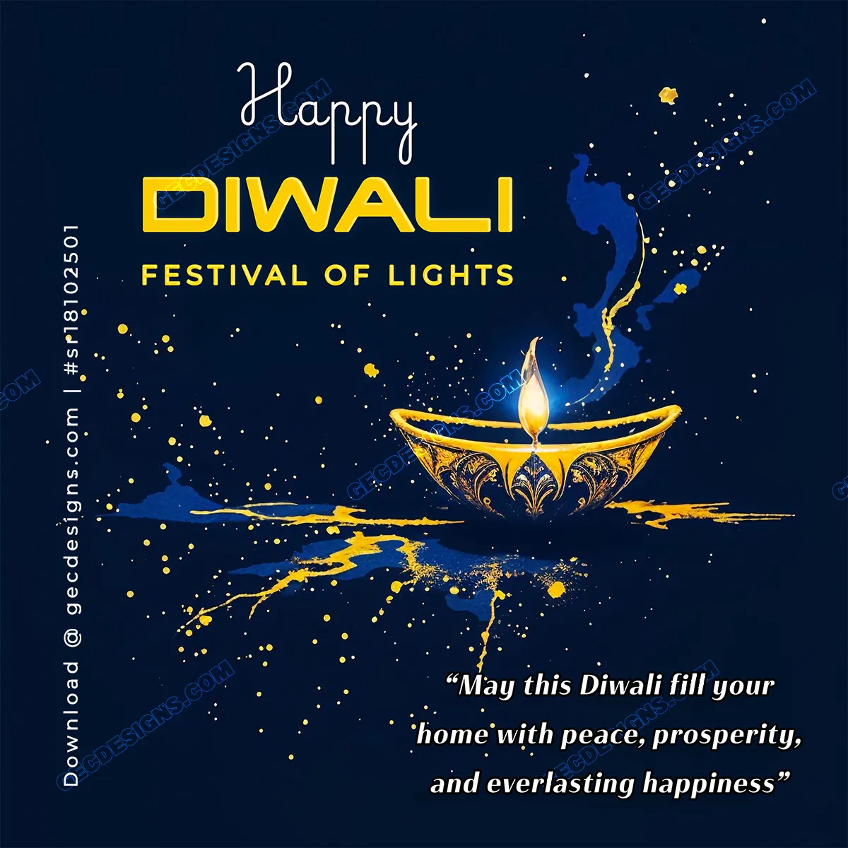 Happy Diwali image with a Golden lamp and a blue background for warm ...