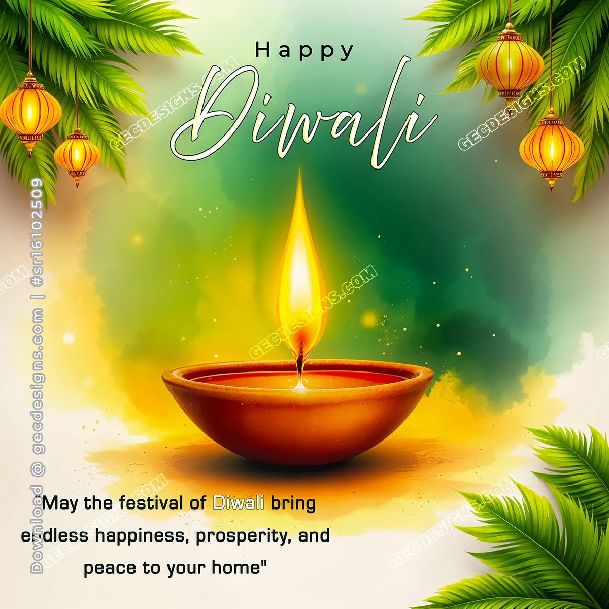 Happy Diwali wishes image with a glowing diya and a festive message of ...