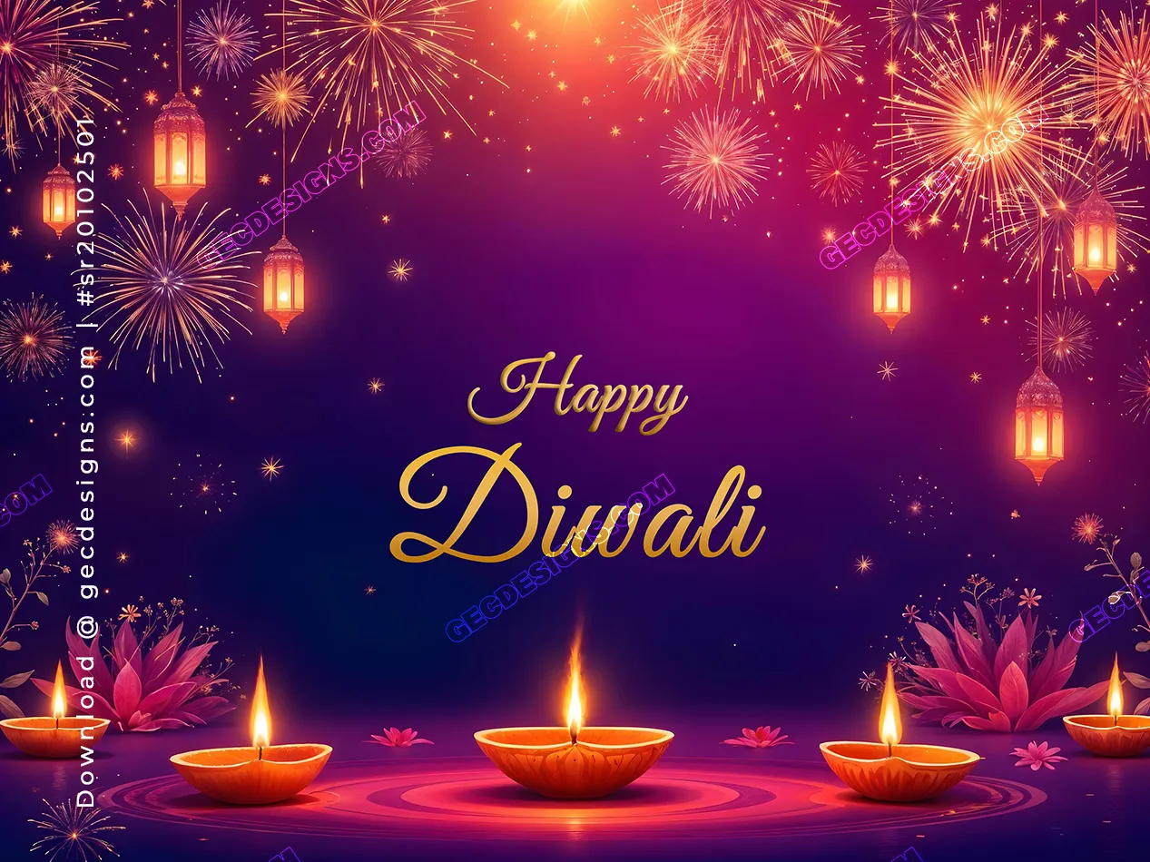 Happy Diwali wishes image with glowing diyas, fireworks, and festive ...