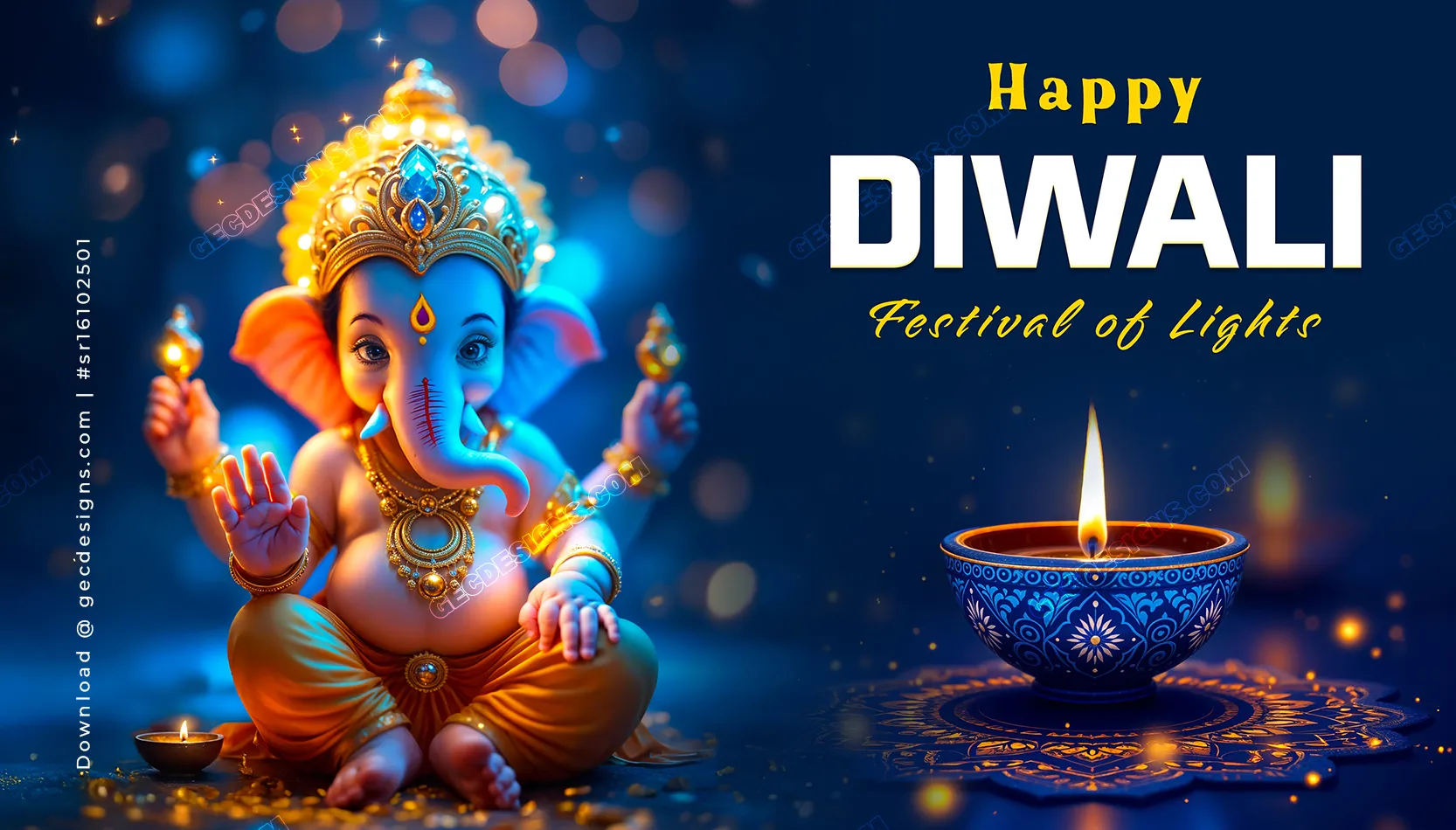 Happy Diwali wishes with diya, flowers, and bokeh light background ...