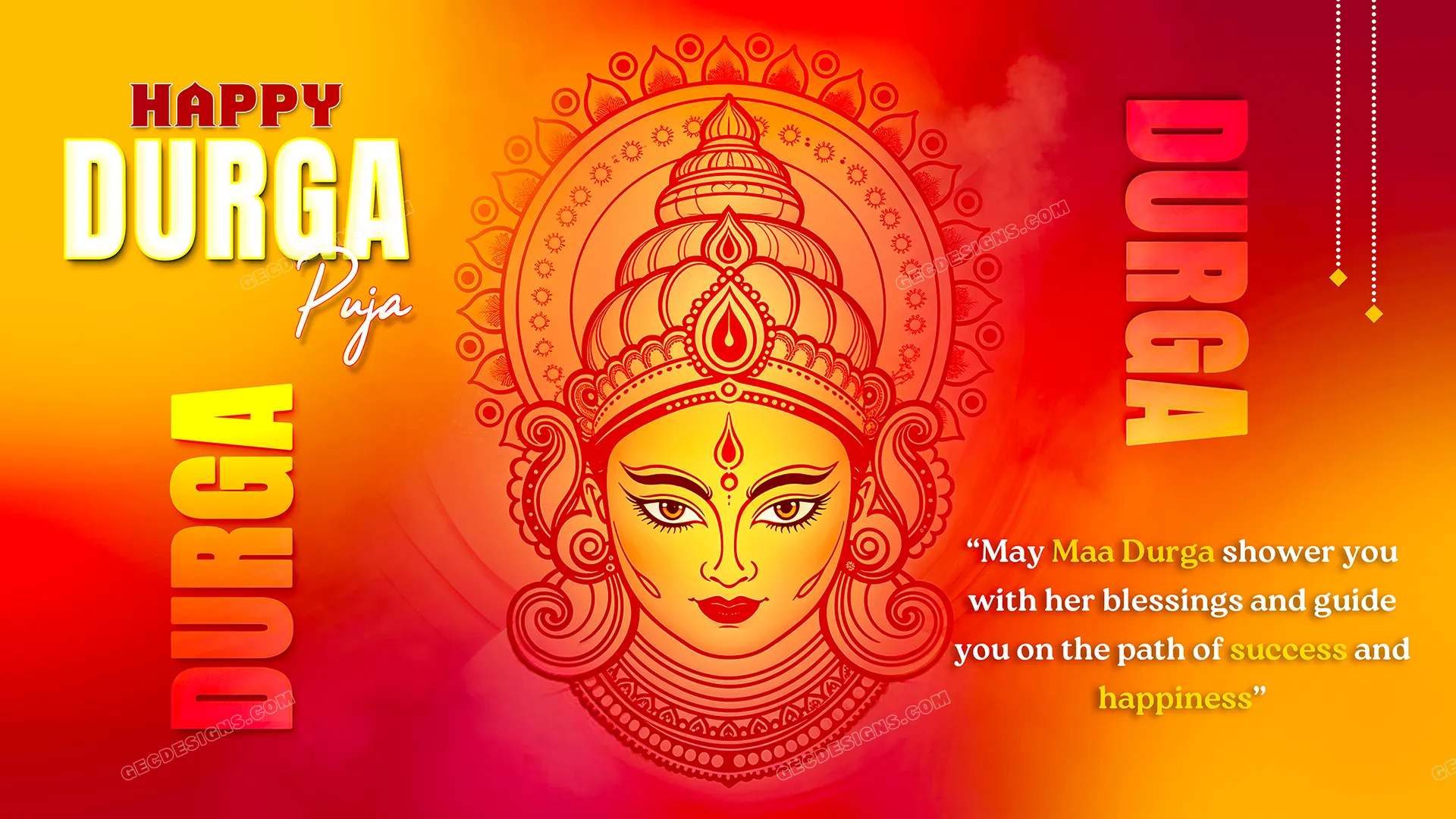 Happy Durga Puja 2024, Goddess Maa Durga vector illustration - GEC Designs