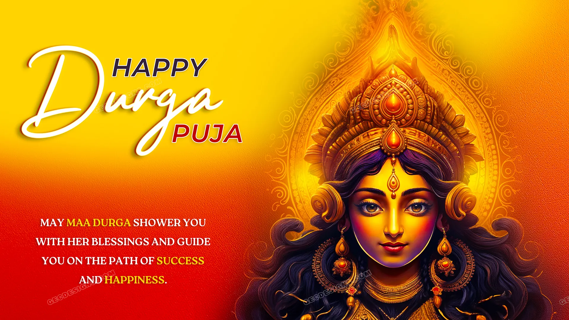 Happy Durga Puja, beautiful Maa Durga face HD image - GEC Designs