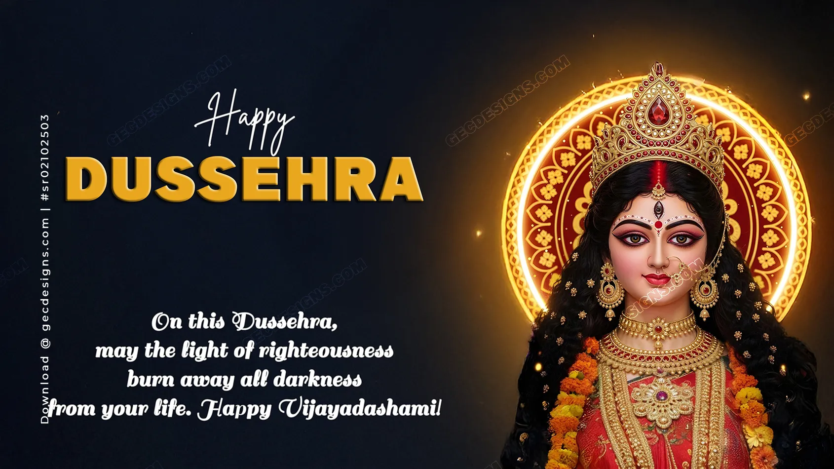 Happy Dussehra 2025, Vijayadashami wishes with Maa Durga, Golden Halo, and Righteousness ...