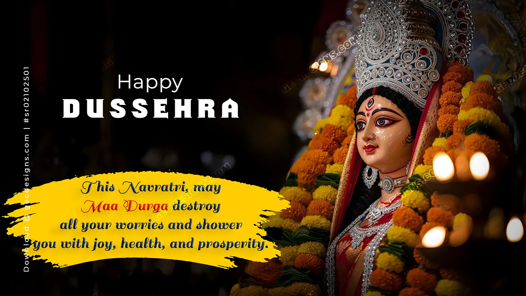 Happy Dussehra 2025 Wishes Greeting with Maa Durga Blessings, Flowers ...