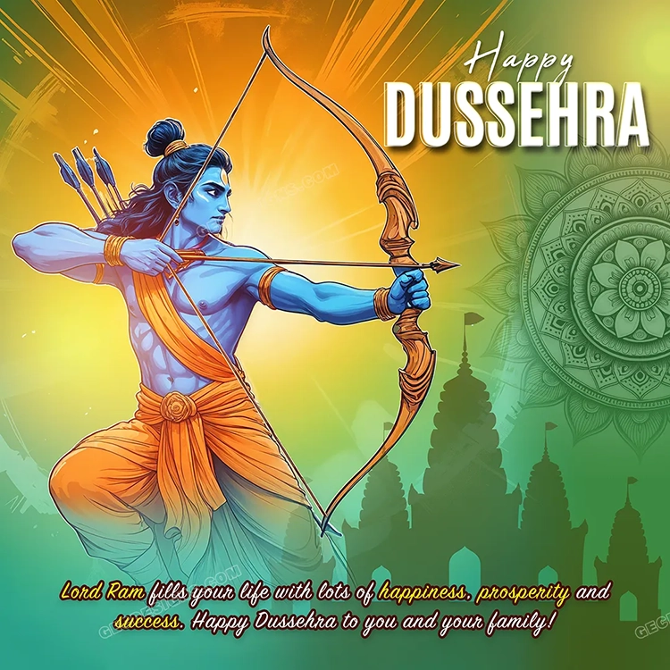 Happy Dussehra, wishes and greetings with Lord Ram Bow and Arrow HD ...