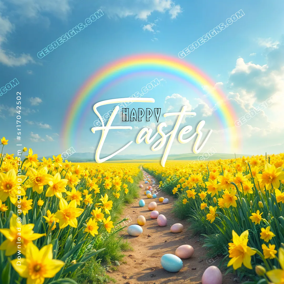 Happy Easter 2025, Easter egg hunting spring garden background image ...