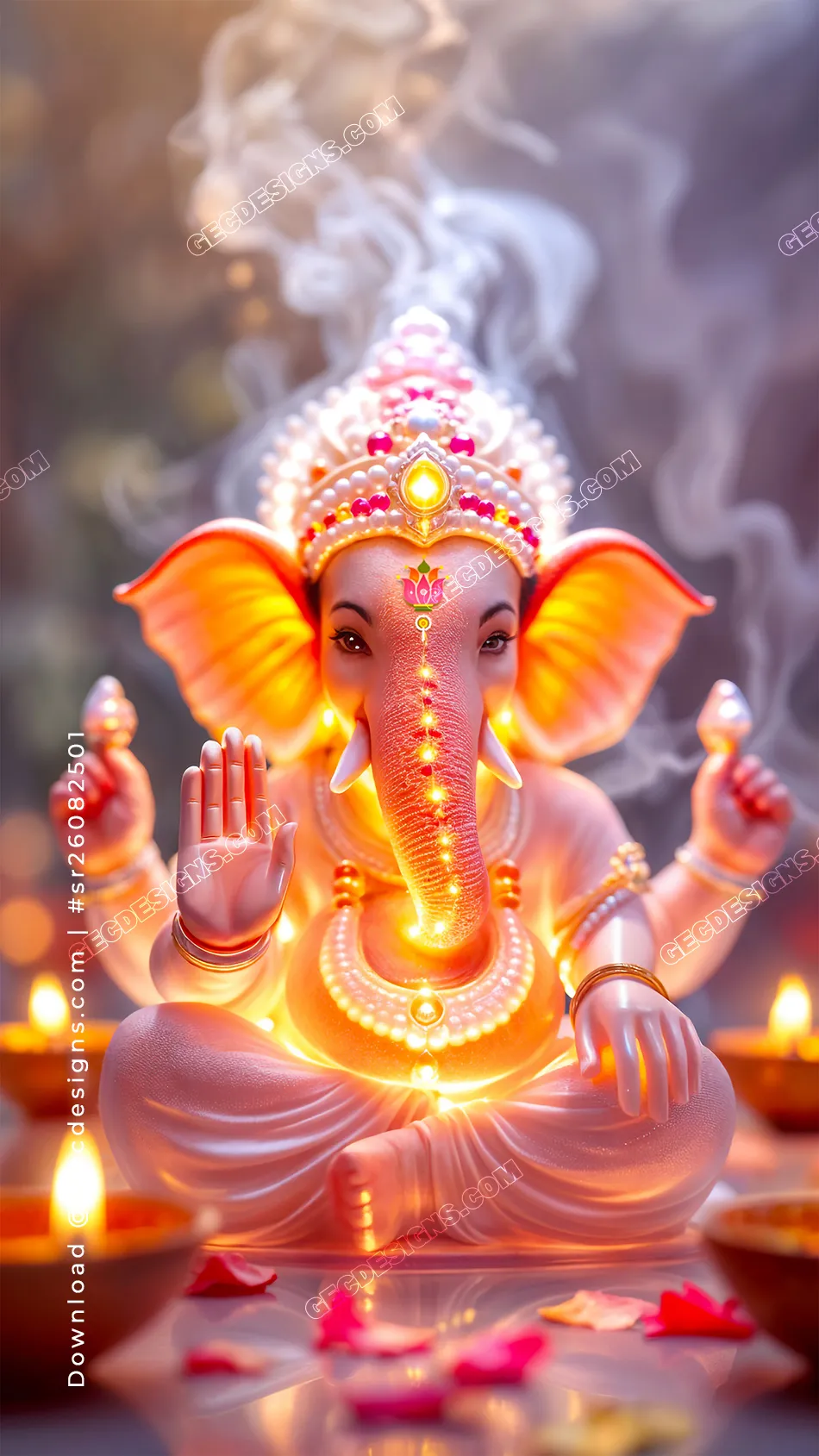 Happy Ganesh Chaturthi 2025 Wishes: Image for WhatsApp Status with Lord Ganesha, Glowing Diyas ...