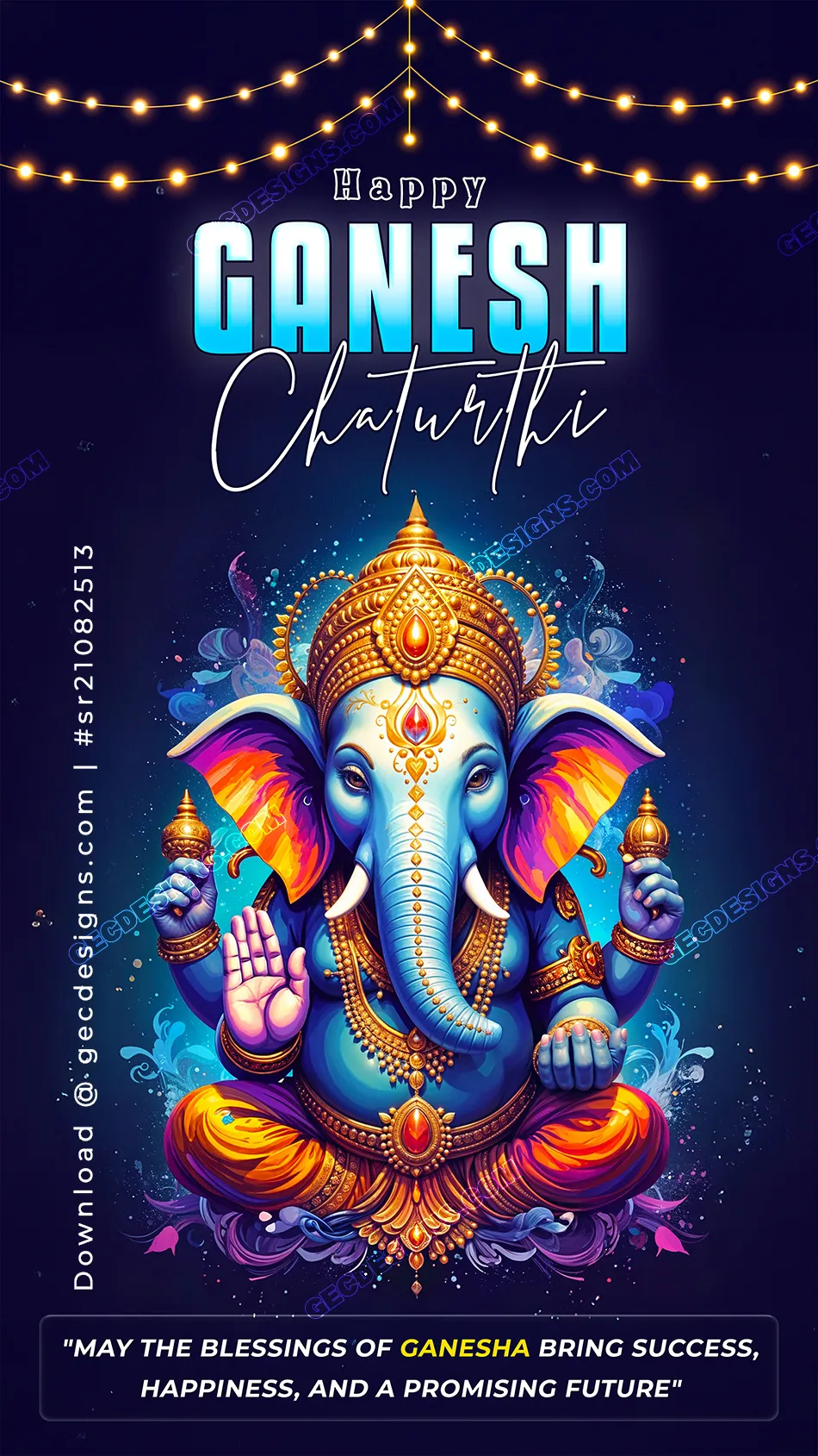 Happy Ganesh Chaturthi Wishes Image of Lord Ganesha with Blessings for Success and Happiness ...