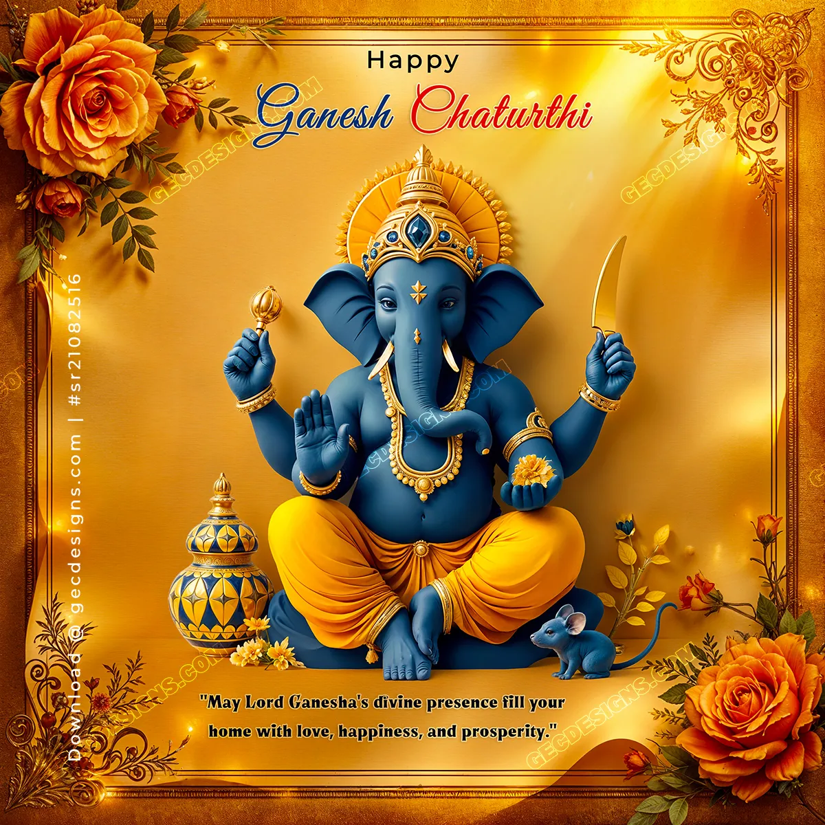 Happy Ganesh Chaturthi Wishes Image of Lord Ganesha with Divine ...