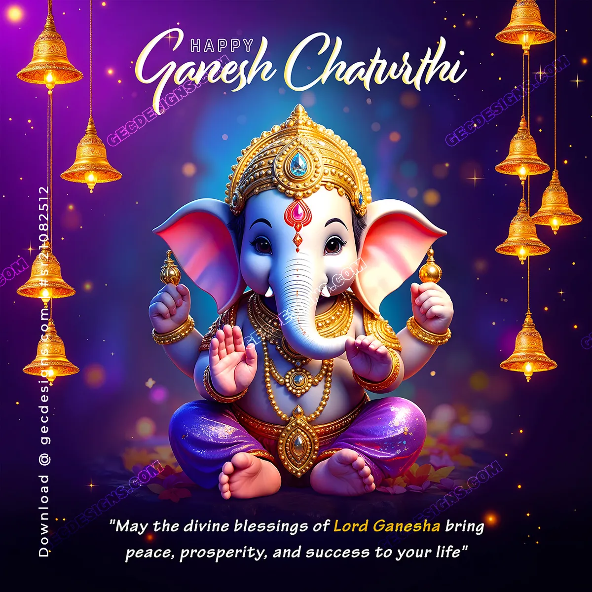 Happy Ganesh Chaturthi Wishes Image with Lord Ganesh Blessings of Peace ...